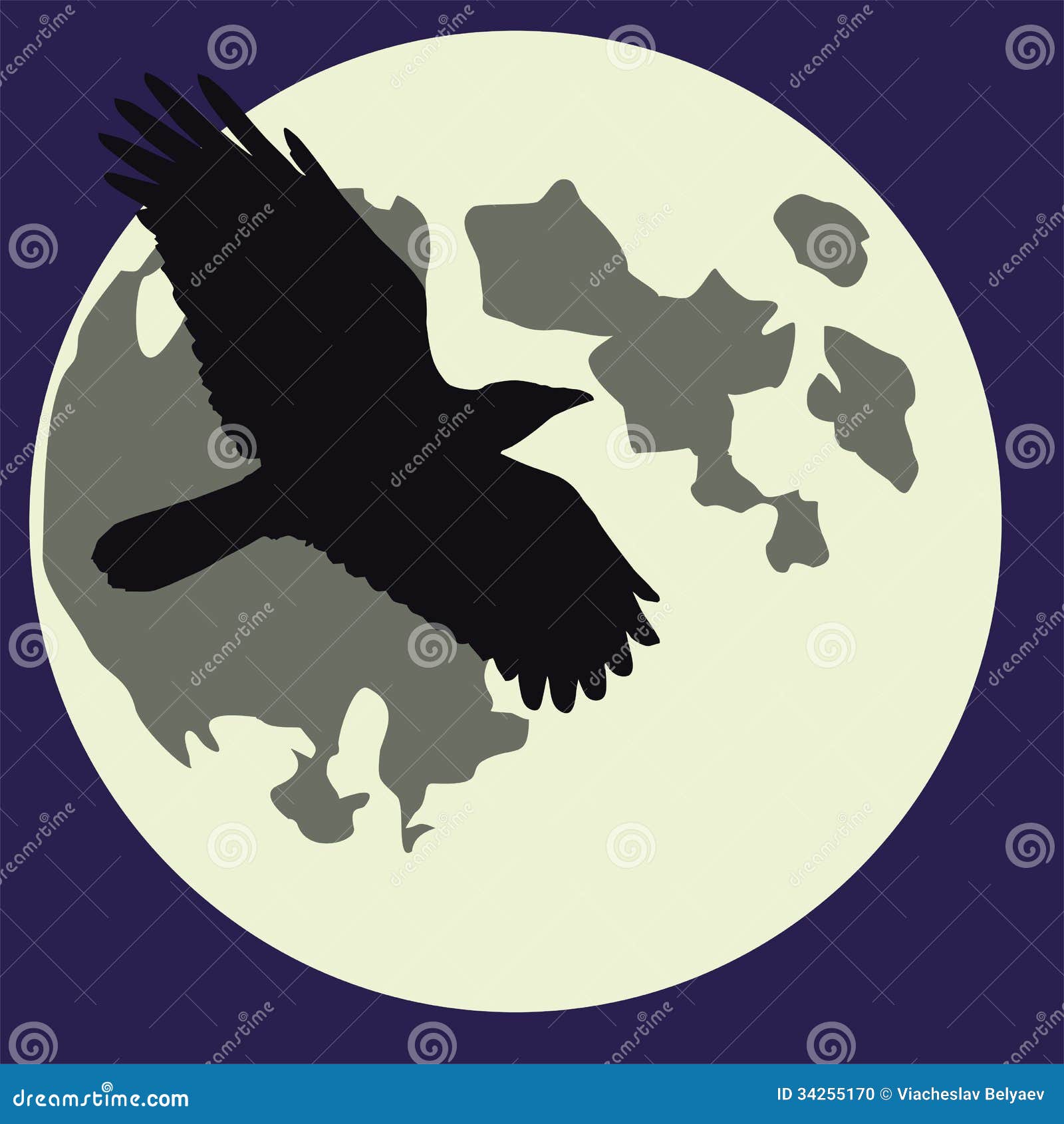 Halloween Moon and raven stock vector. Illustration of occult - 34255170