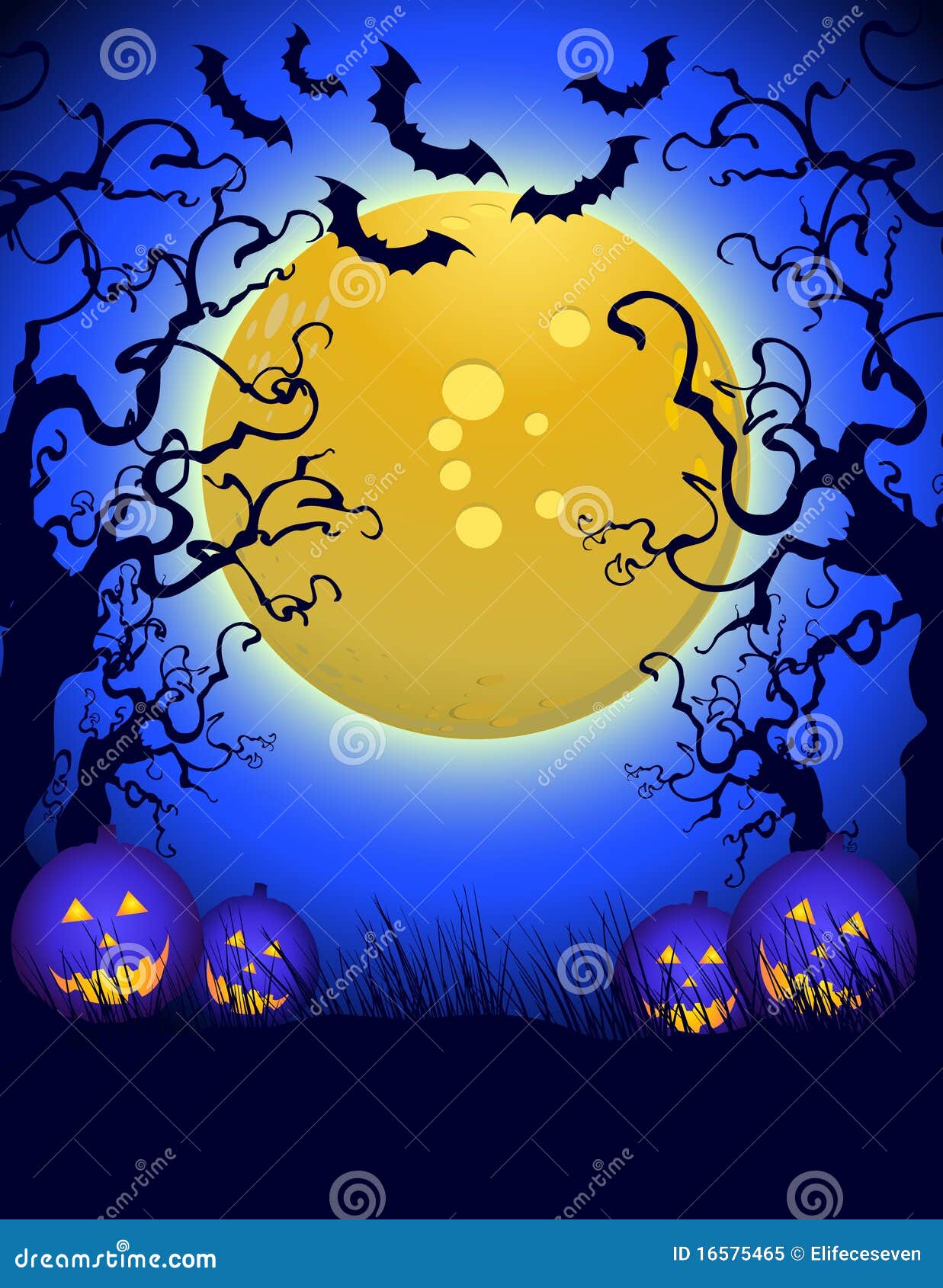 Halloween at night stock vector. Illustration of mystery - 16575465