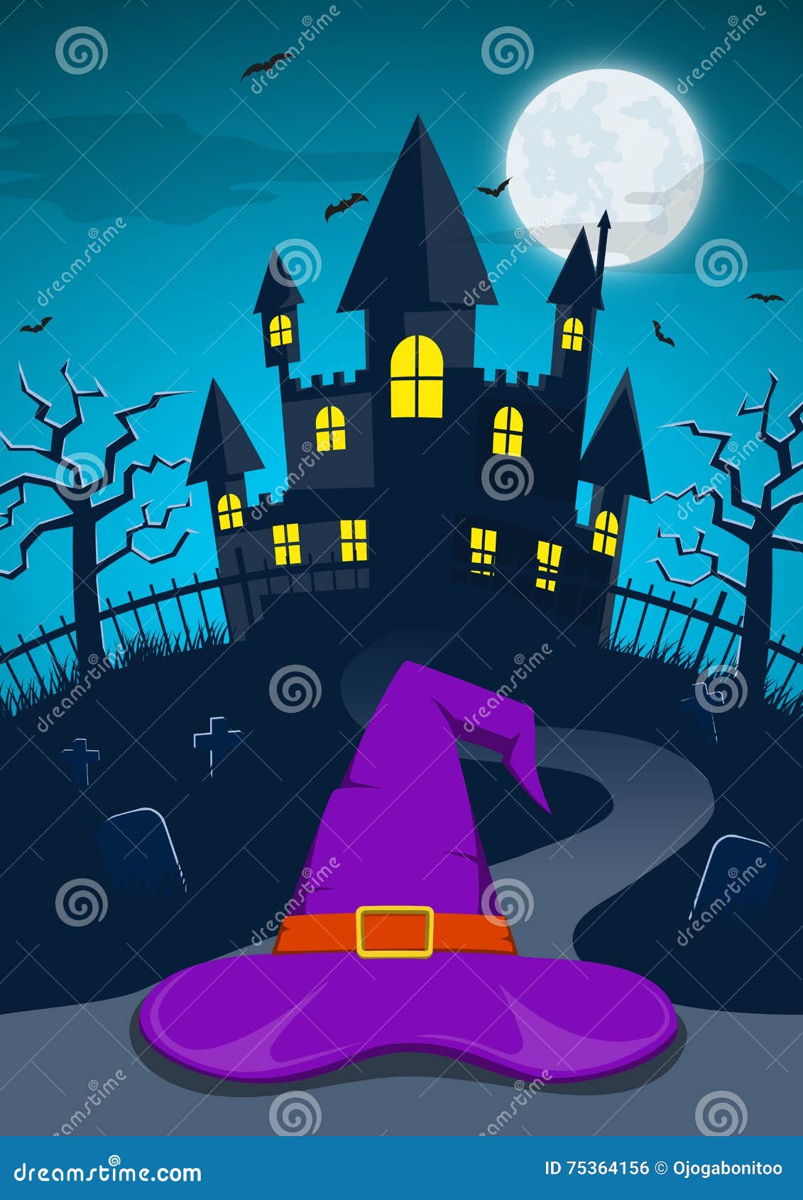 Castle Behind Spider Webs Vector Illustration | CartoonDealer.com #16778698