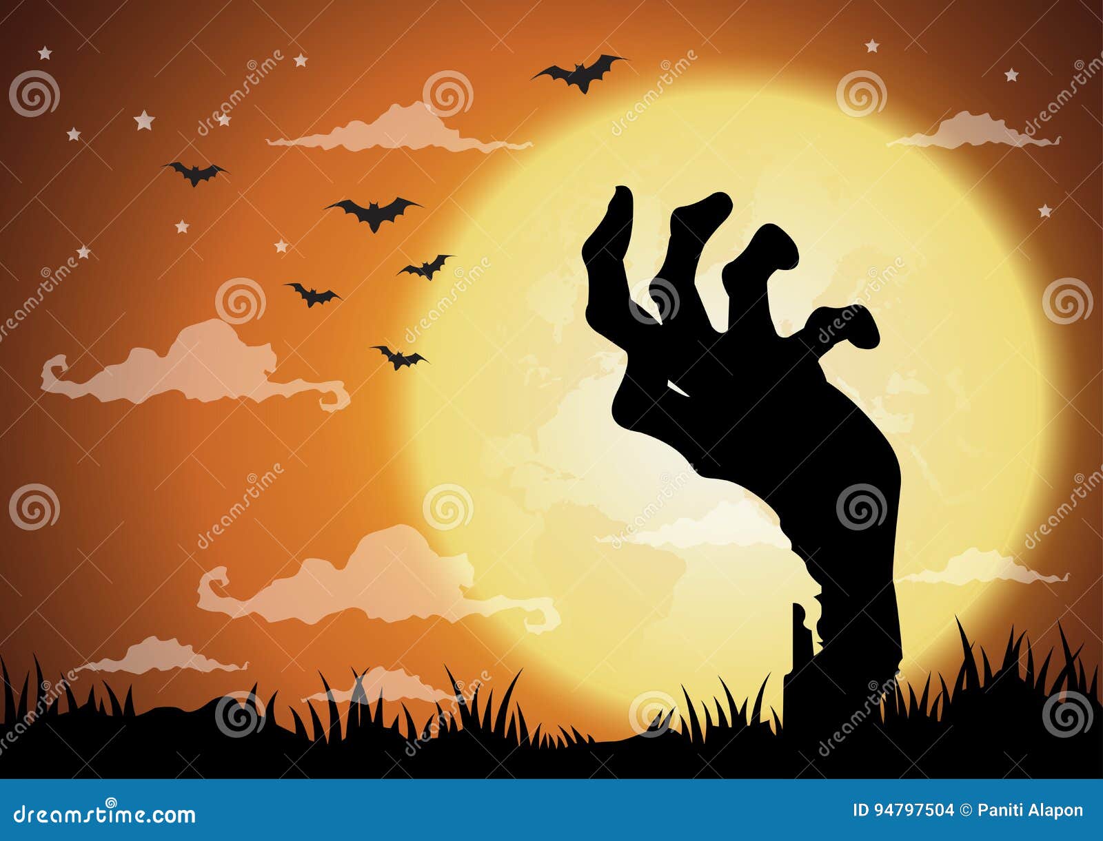 Zombie Hands Full Moon Stock Illustrations – 149 Zombie Hands Full Moon ...