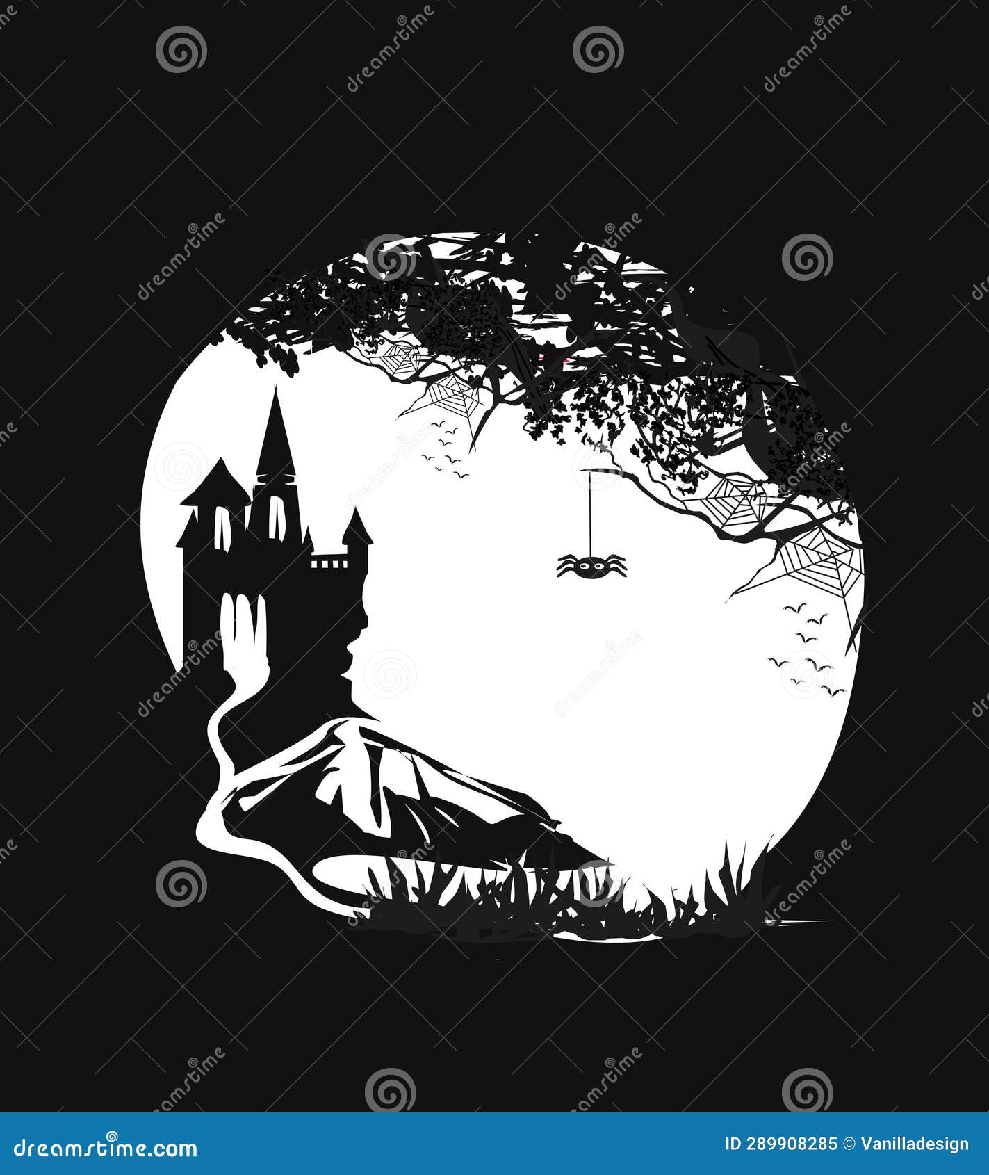 Halloween Night Frame with Scary Haunted Castle Stock Vector ...