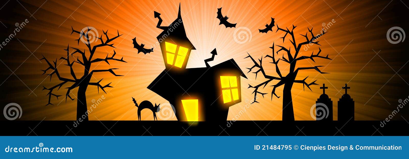 Halloween Nightmare Rays Banner Background Stock Illustration ...