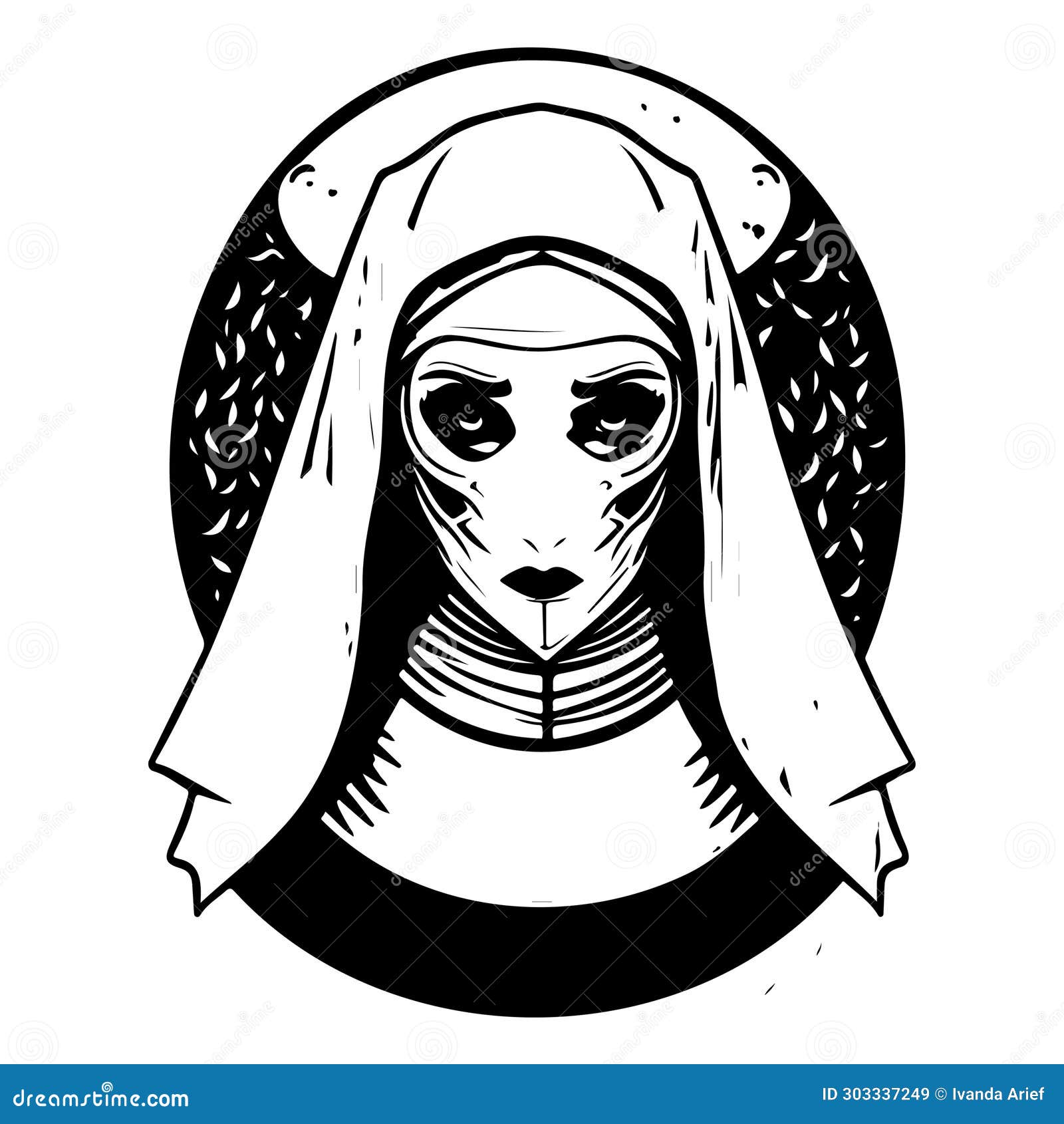 Halloween the Nun Scary Illustration Sketch Hand Draw Stock Vector ...
