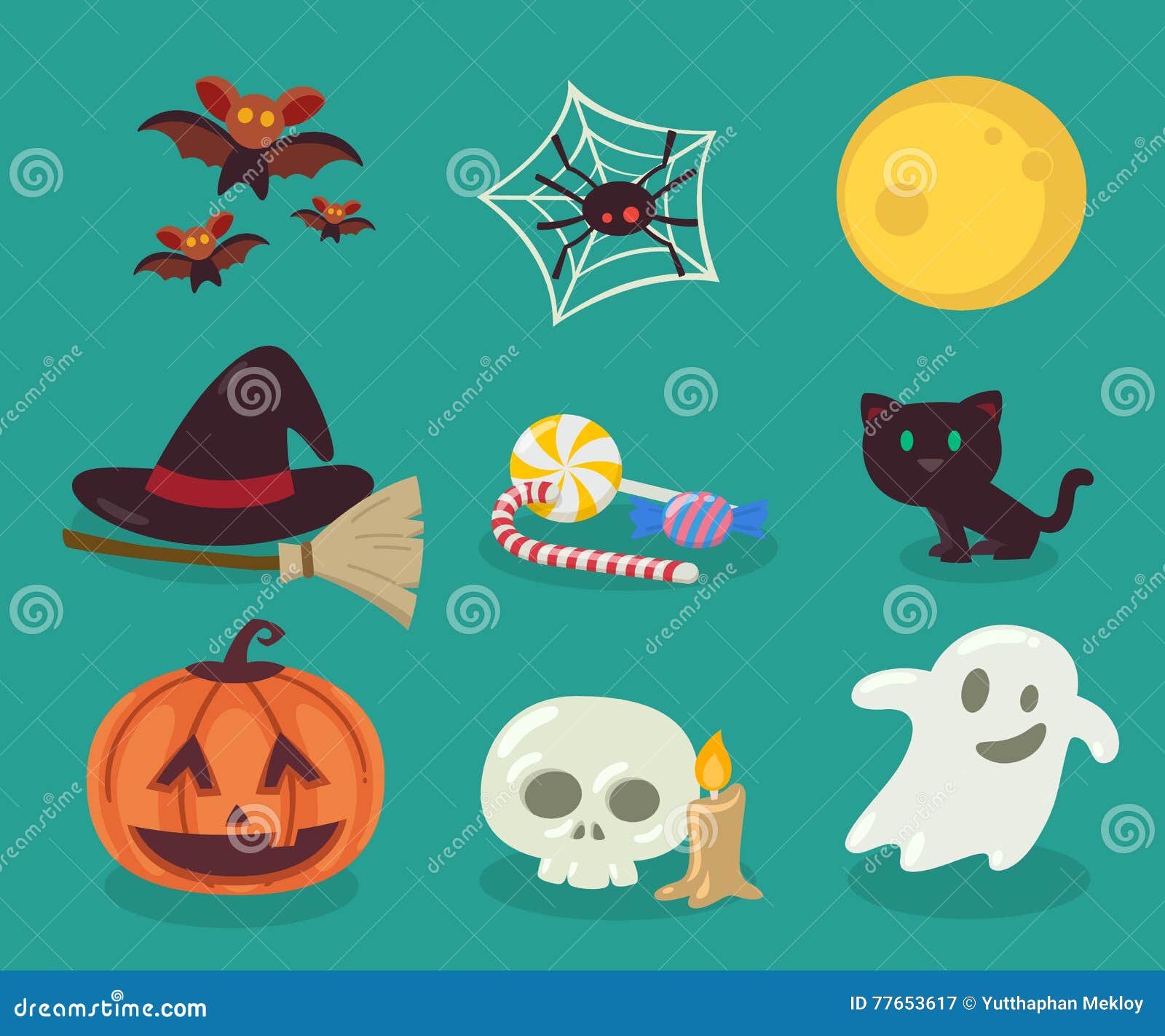 Halloween objects. stock illustration. Illustration of candy - 77653617