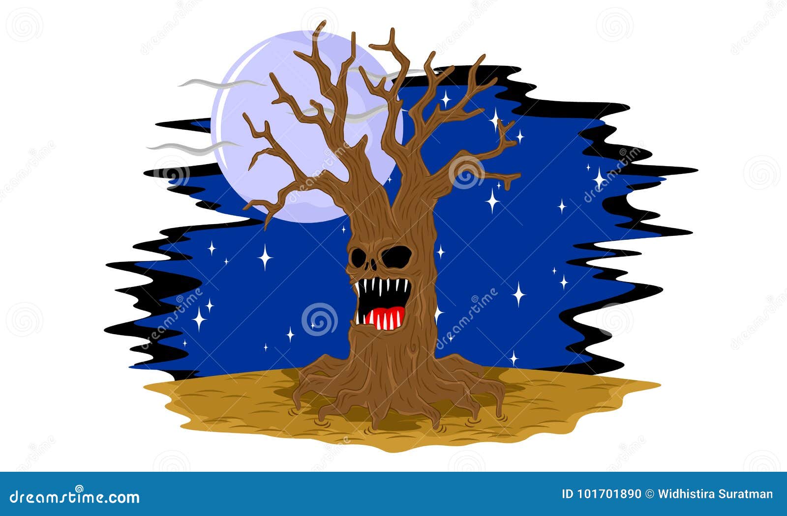 Halloween old tree creepy stock vector. Illustration of height - 101701890