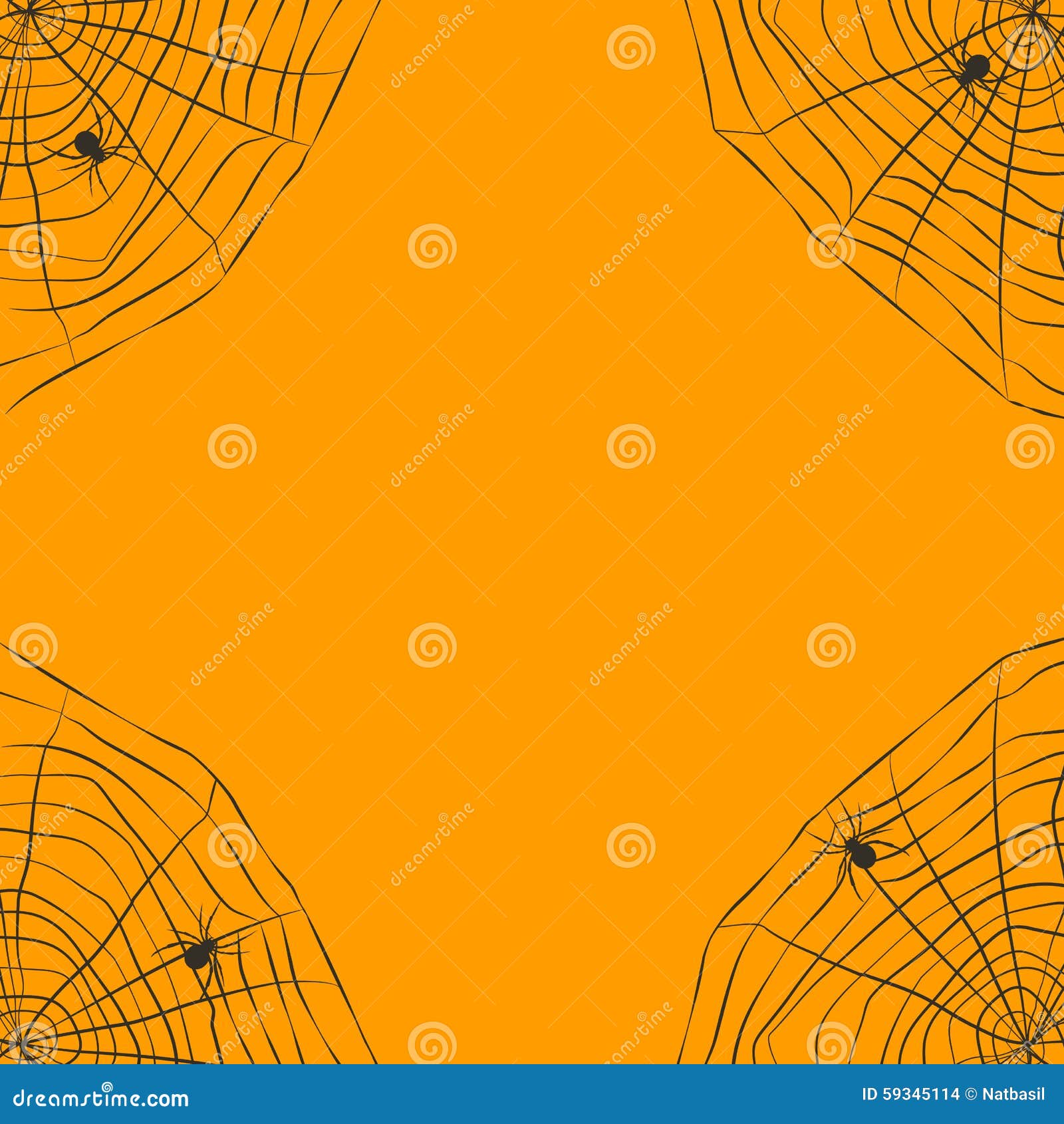 Halloween Orange Background with Spider Web Stock Vector - Illustration ...