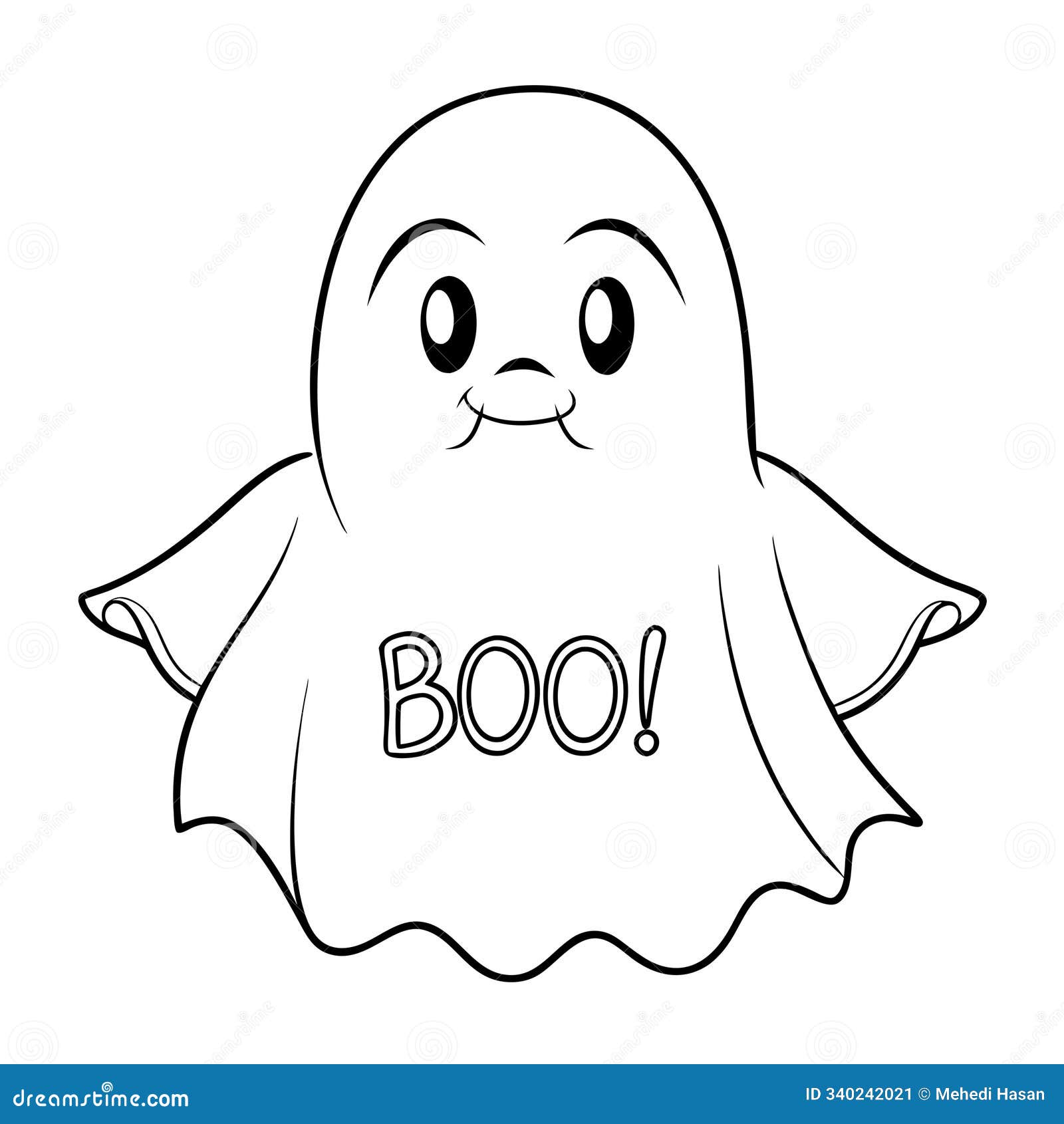 Halloween Outline Boo Vector Illustration Stock Illustration ...