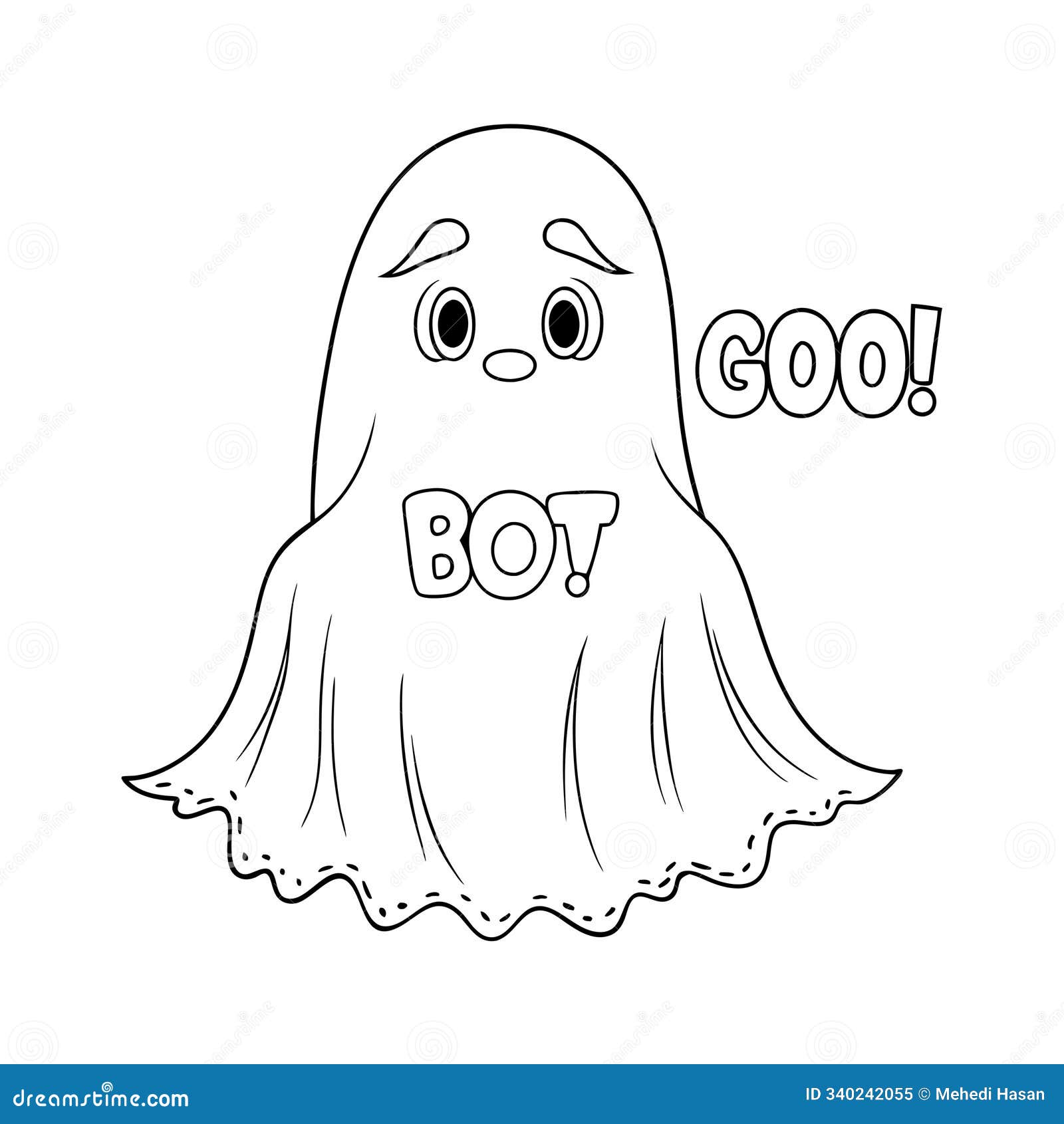 Halloween Outline Boo Vector Illustration Stock Illustration ...