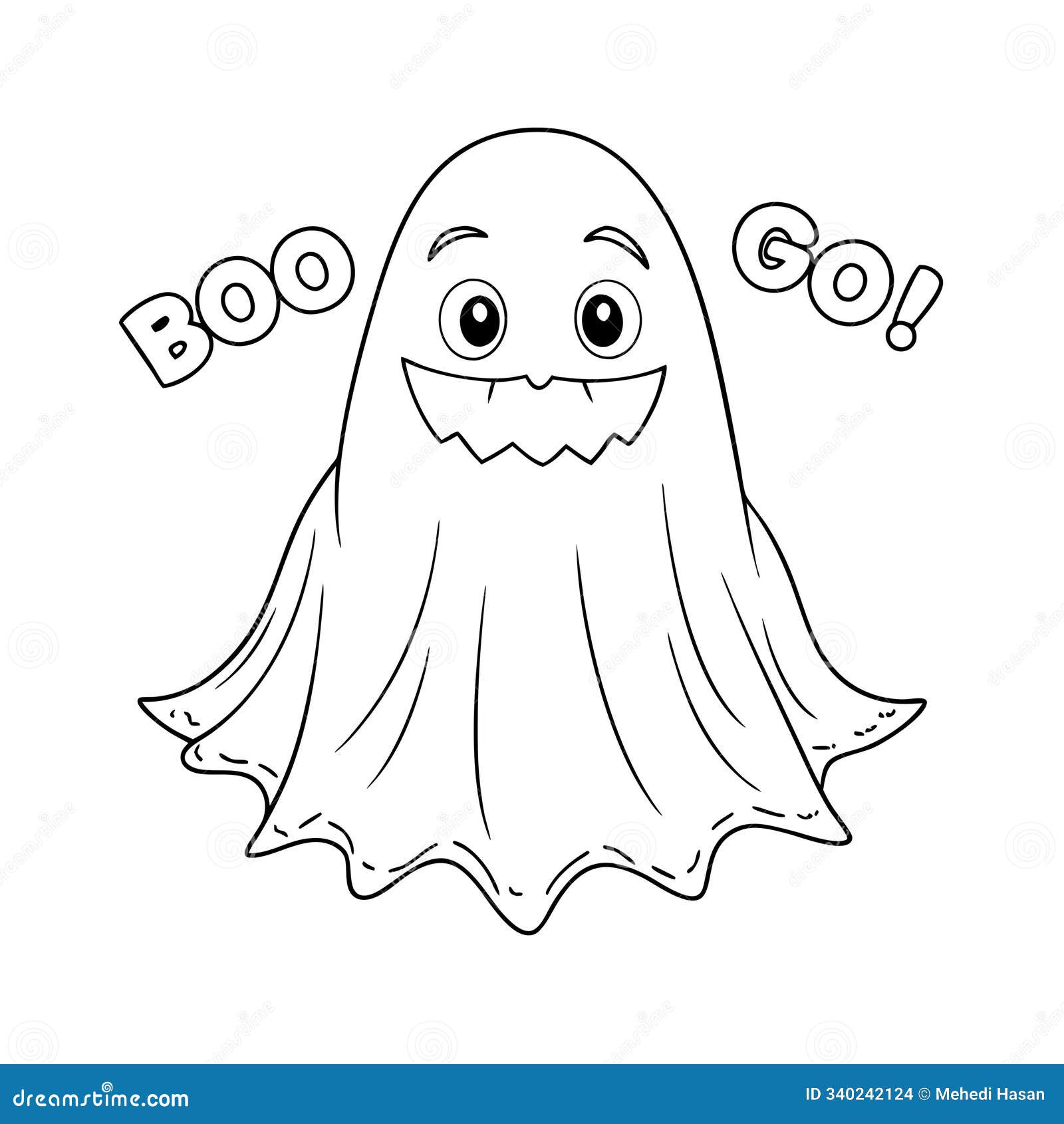 Halloween Outline Boo Vector Illustration Stock Illustration ...