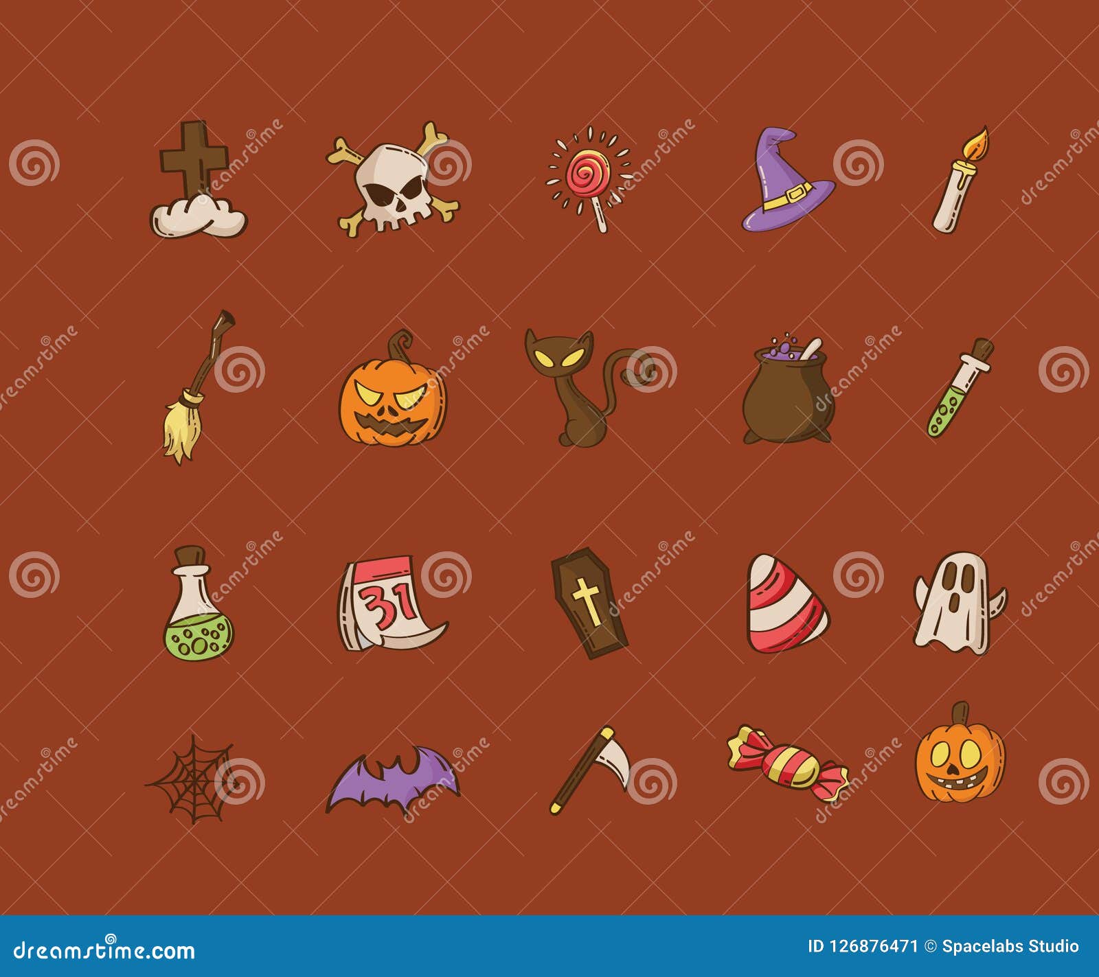 Halloween Pack Pack Design Vector Stock Illustration - Illustration of ...
