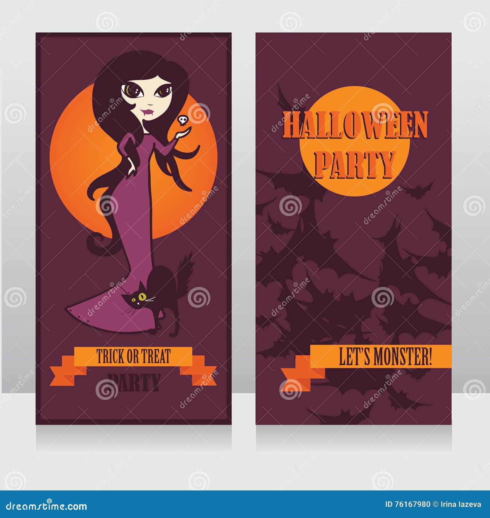 Halloween Party Design Template with Cute Vampire Stock Vector ...