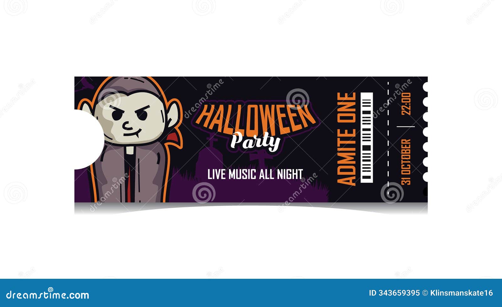 Halloween Party Entry Ticket Template Graphic Stock Vector ...