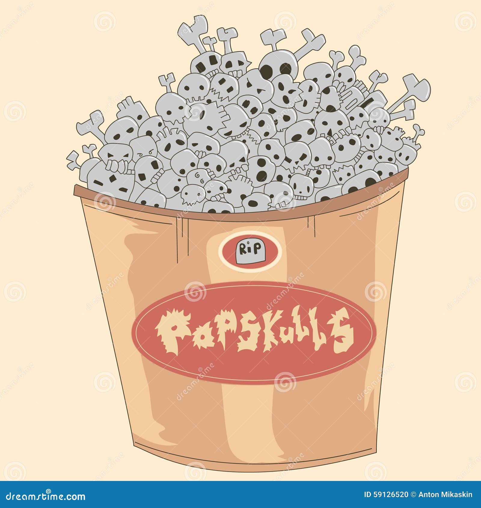 Halloween Party Popcorn with Skulls Illustration Stock Vector ...