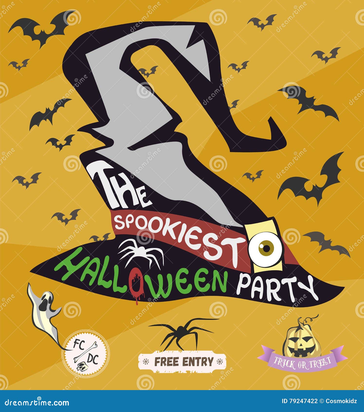 Halloween Party Poster. Horrible Wizard S Hat. Vector Illustration ...