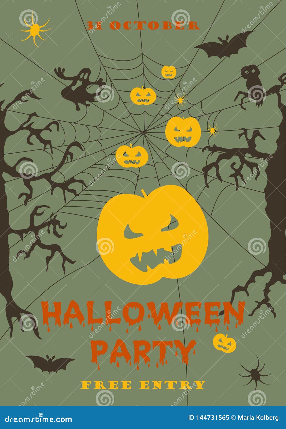 Halloween Party Scary Flyer. Vector Illustration Stock Vector ...