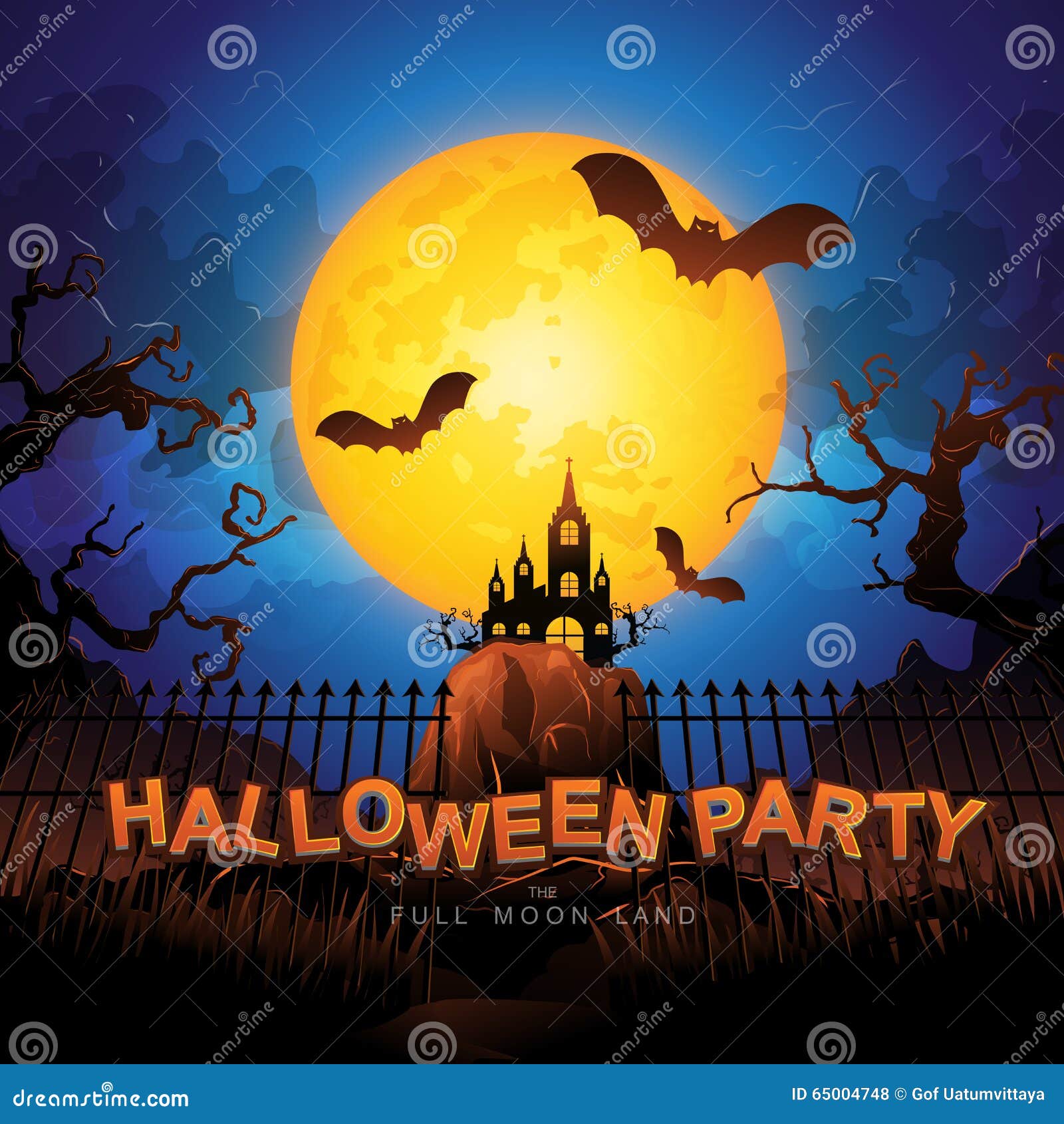Halloween Party Vector Concept Full Moon Land Stock Vector ...