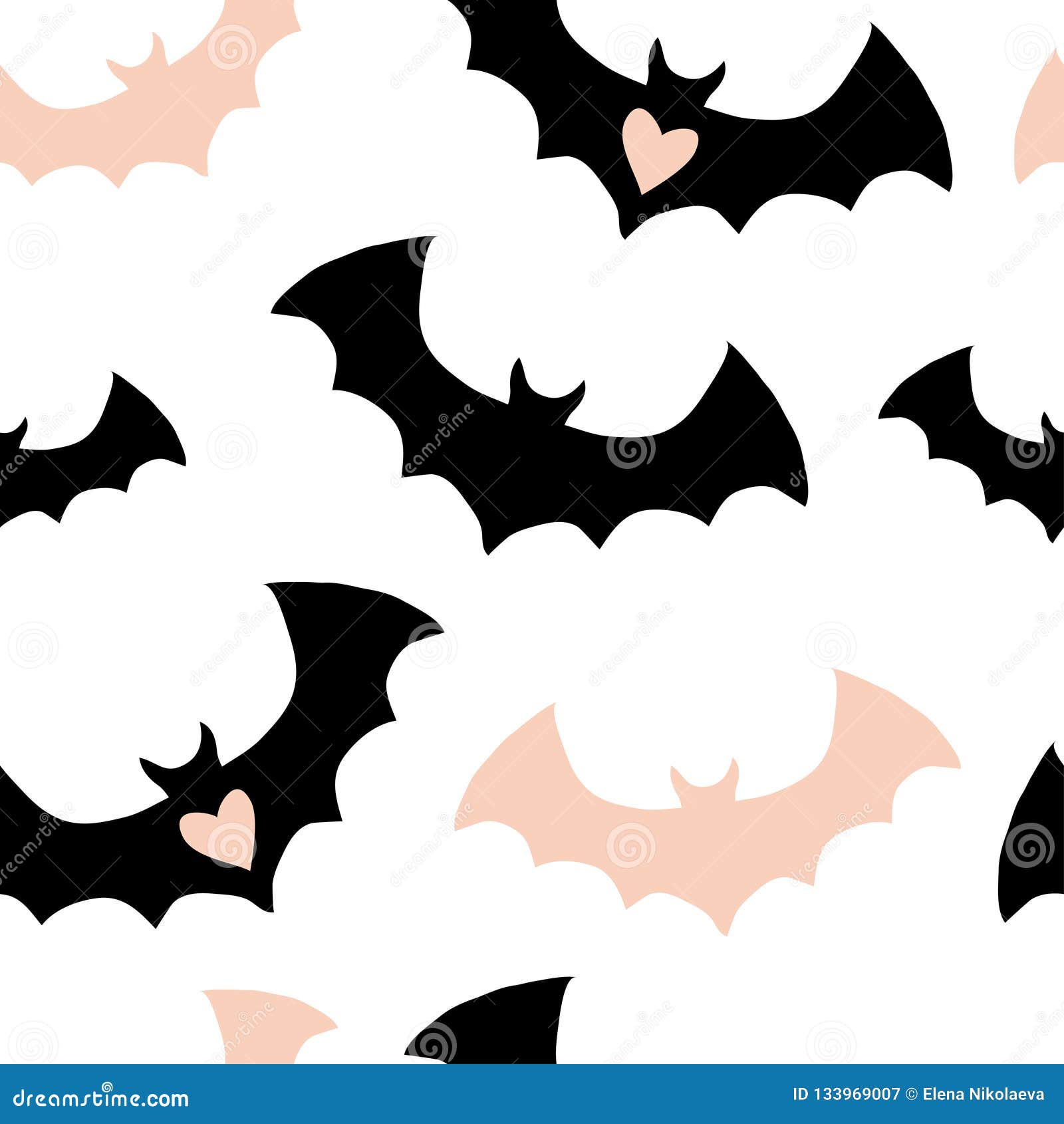 Halloween Pattern with Black and Pink Bats Stock Vector - Illustration ...
