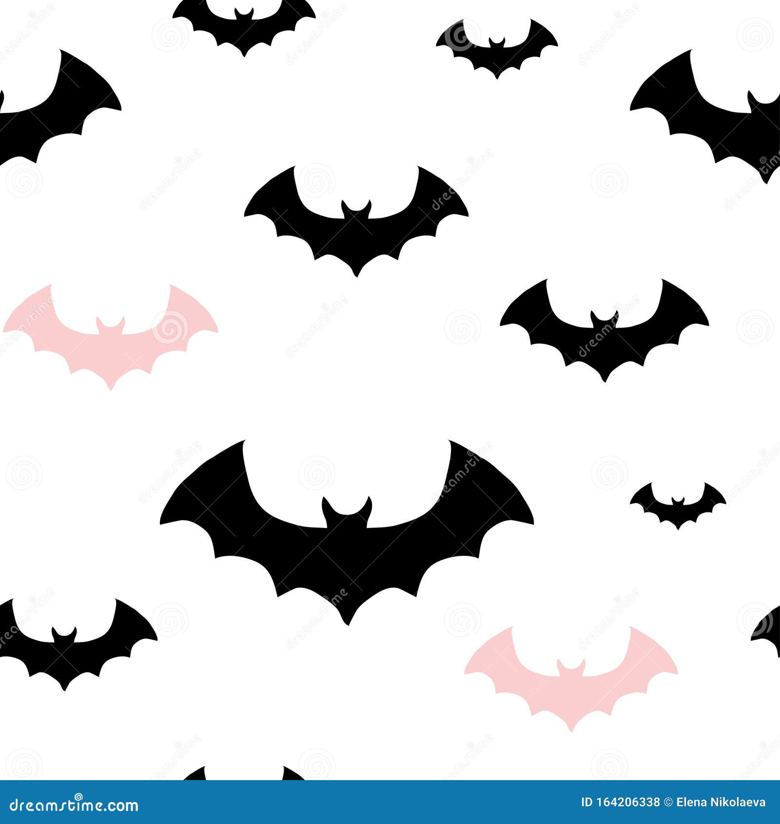 Halloween Pattern with Black and Pink Bats Stock Vector - Illustration ...