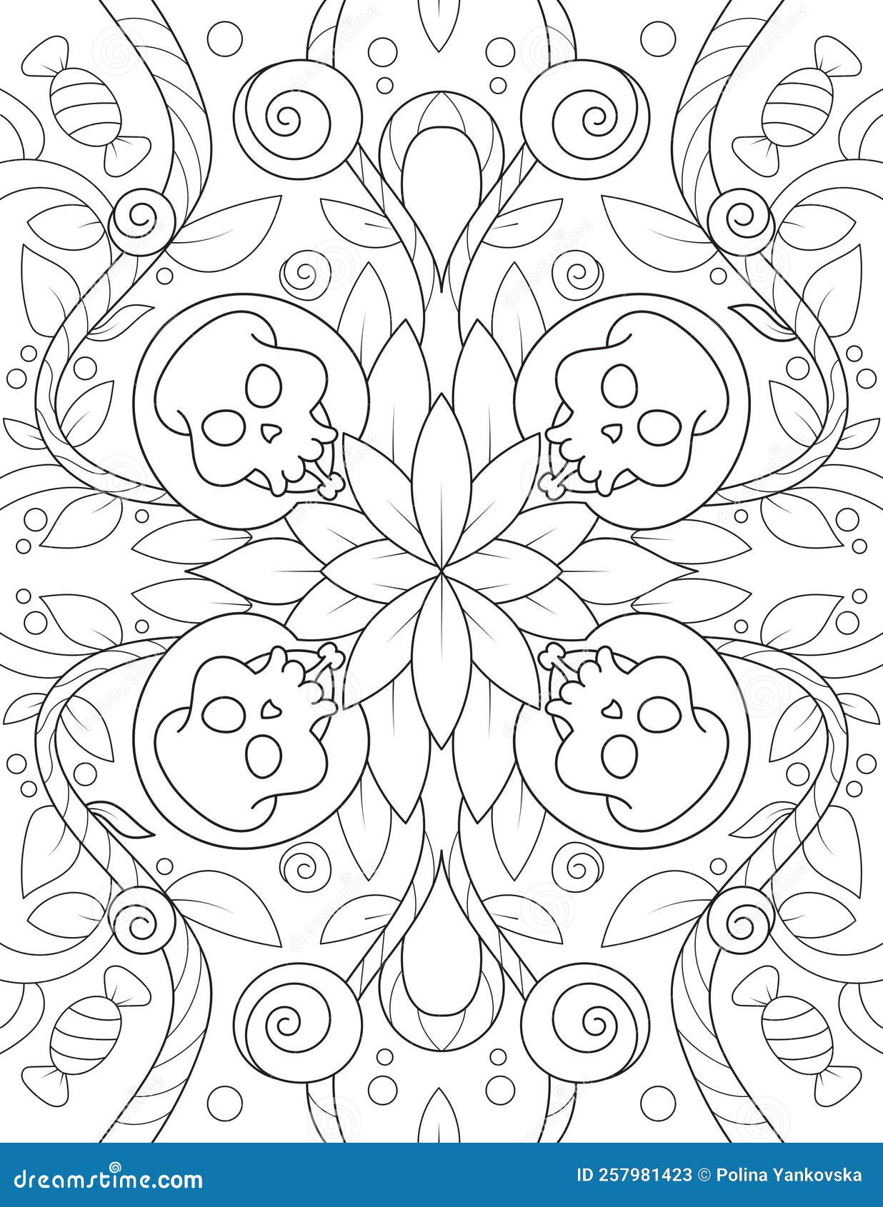 Halloween Pattern Coloring Page for Adult Stock Illustration ...