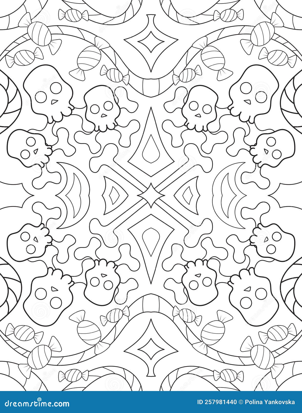 Halloween Pattern Coloring Page for Adult Stock Illustration ...