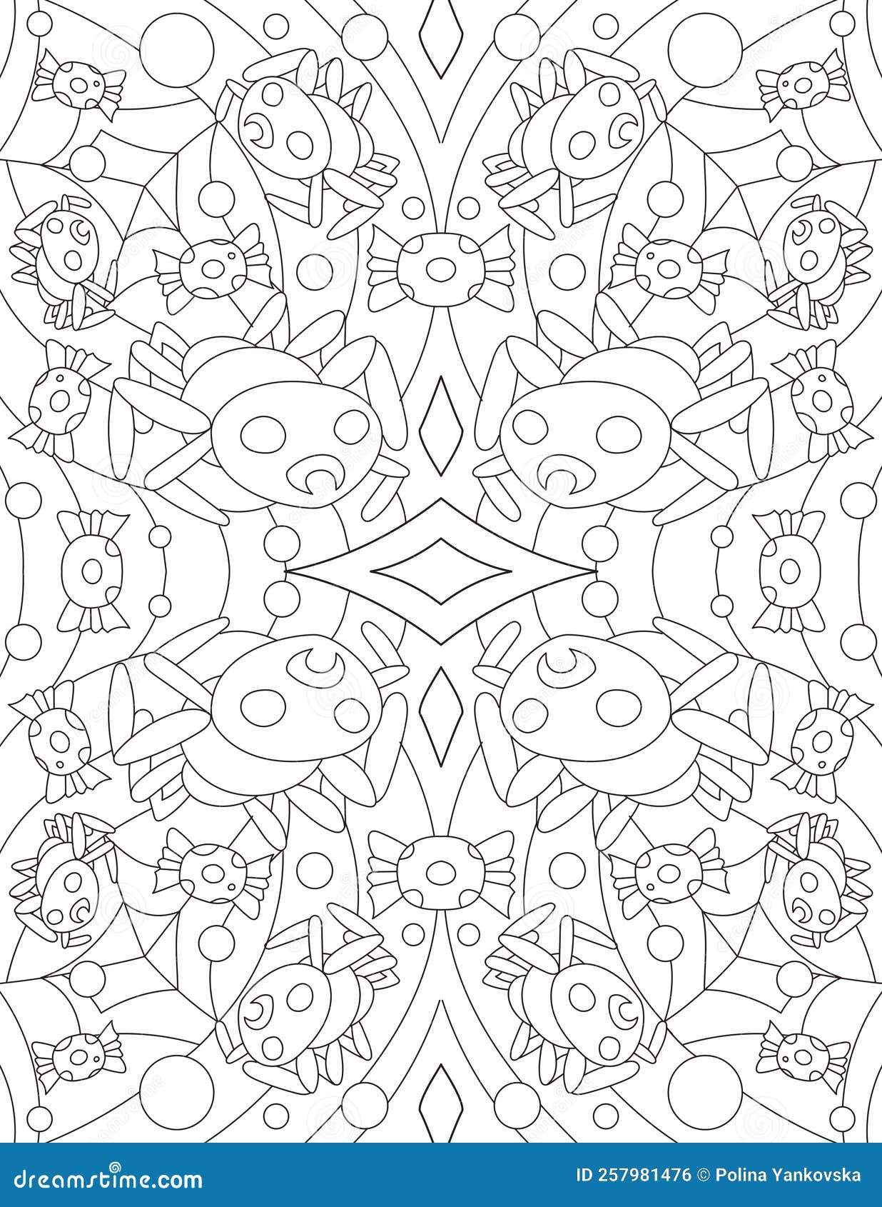 Halloween Pattern Coloring Page for Adult Stock Illustration ...