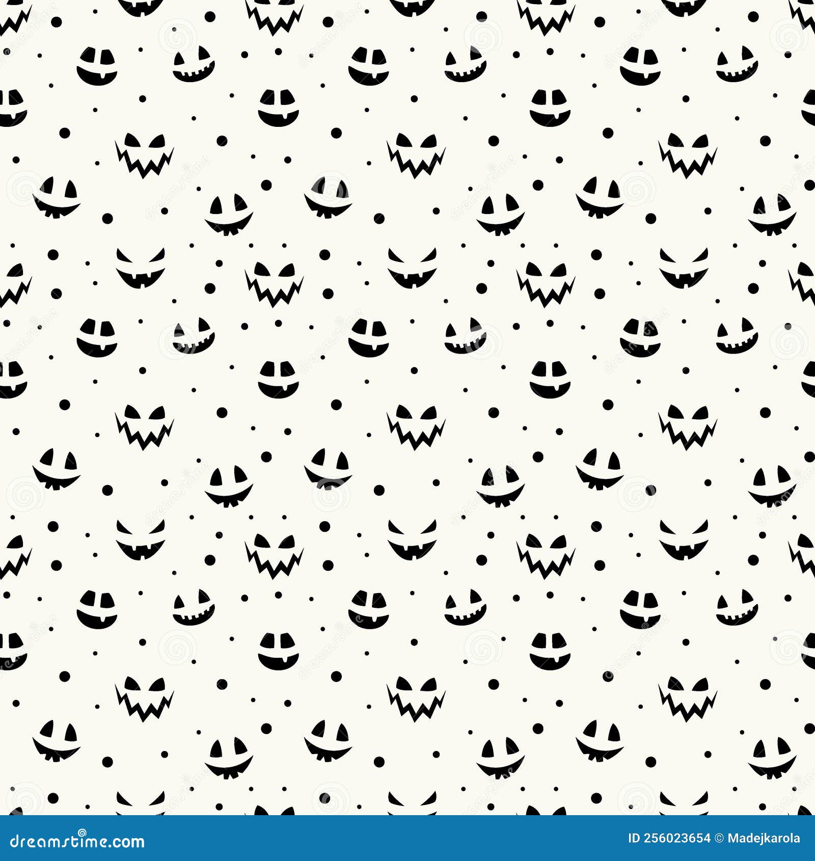 Halloween Pattern with Creepy Pumpkin Face. Seamless Texture Stock ...