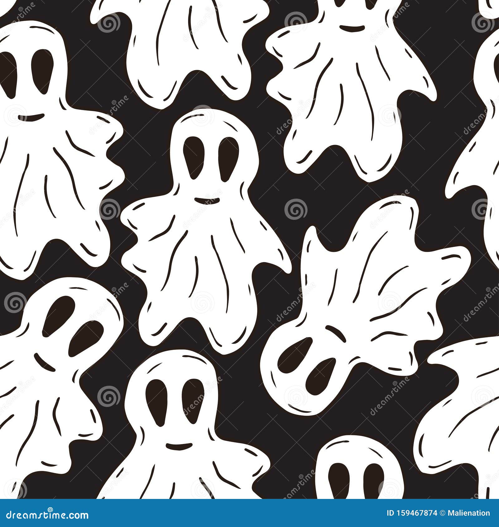 10 Seamless Spooky Halloween Patterns Vector Illustration ...