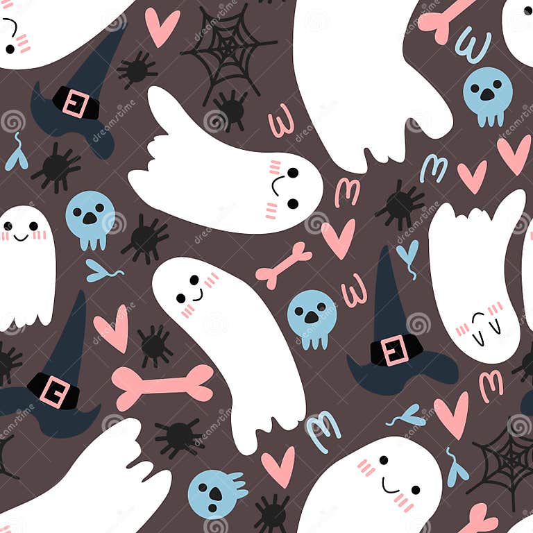 Halloween Pattern. a Repeating Pattern with Ghosts and Pumpkins ...