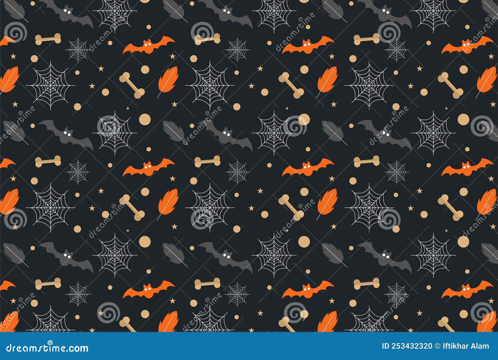 Halloween Pattern Vector on a Scary Dark Background. Halloween Minimal ...