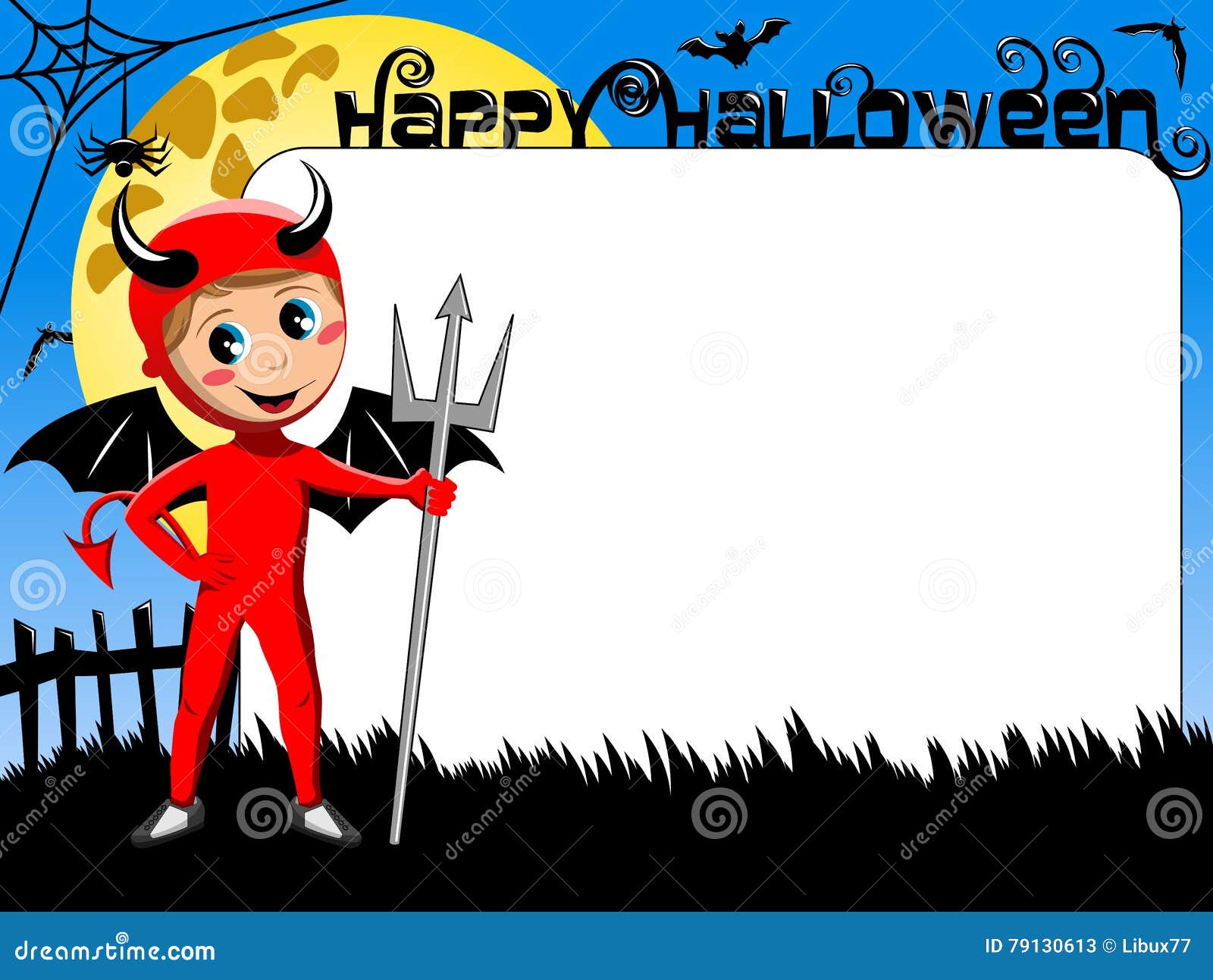 Halloween Photo Picture Frame Border Kid Devil Costume Stock Vector ...