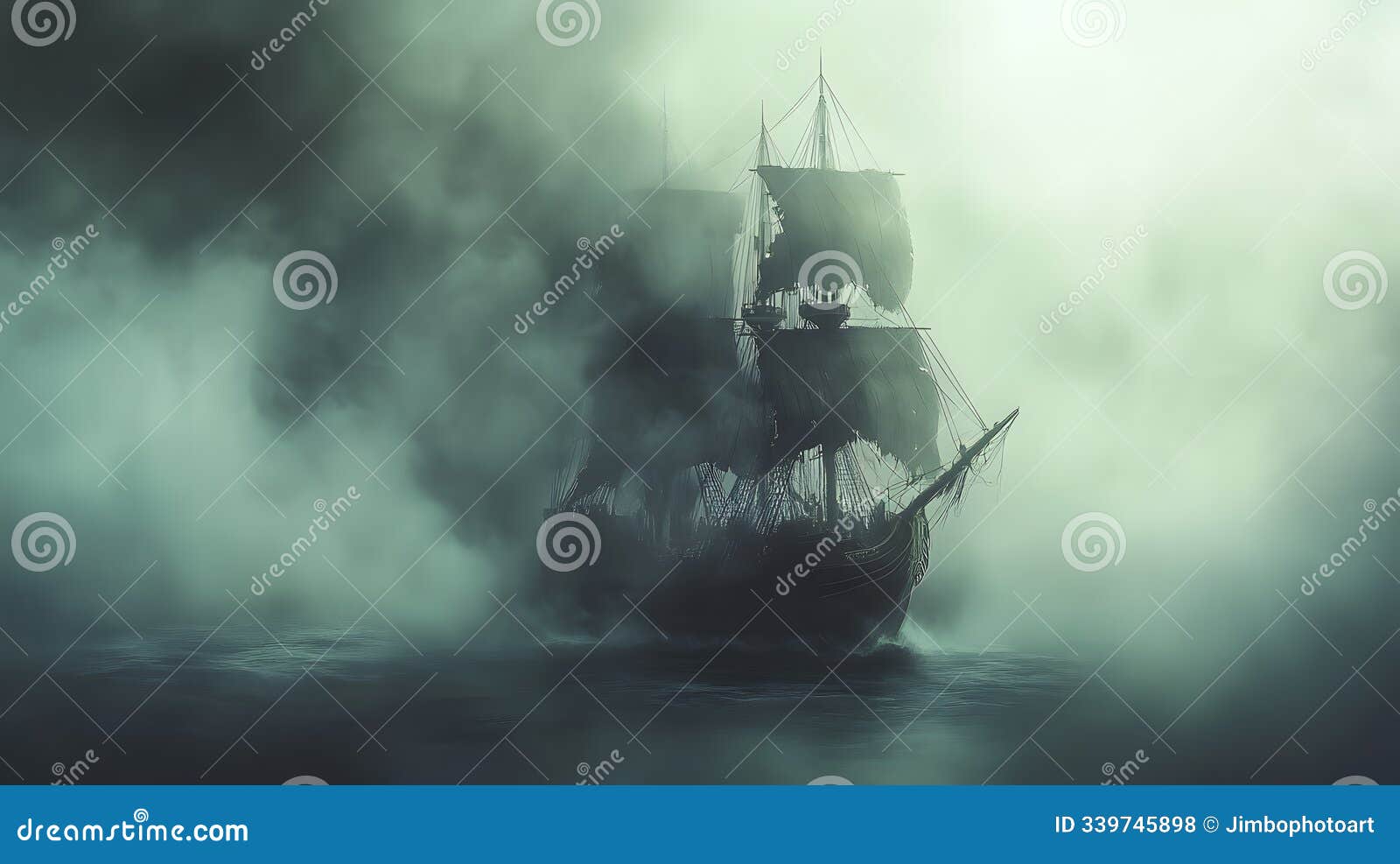 Halloween Pirate Ship, Spectral Pirate Captain Staring At Cursed ...