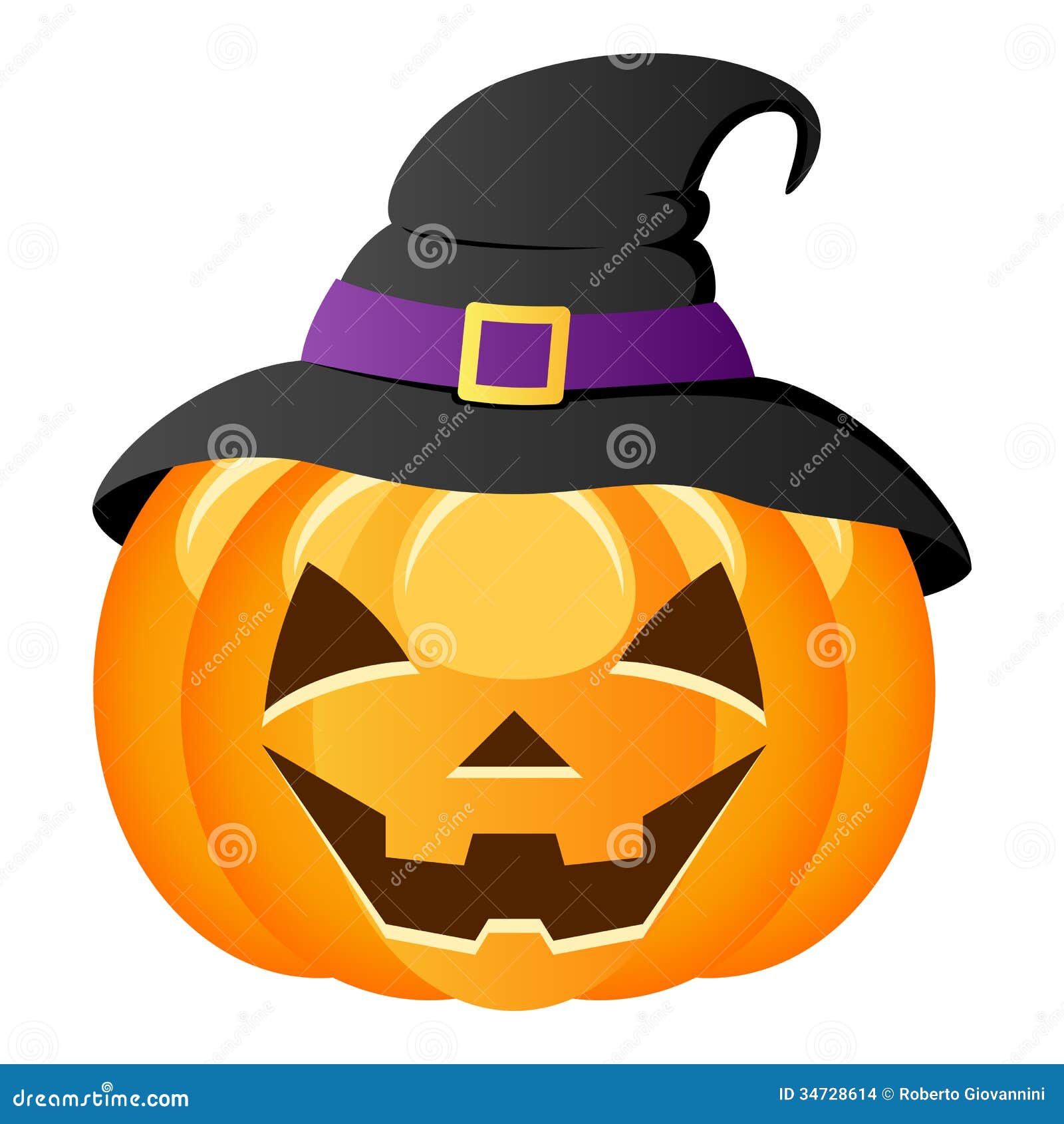 Halloween-Pompoen Met Heksenhoed Vector Illustratie - Illustration of ...