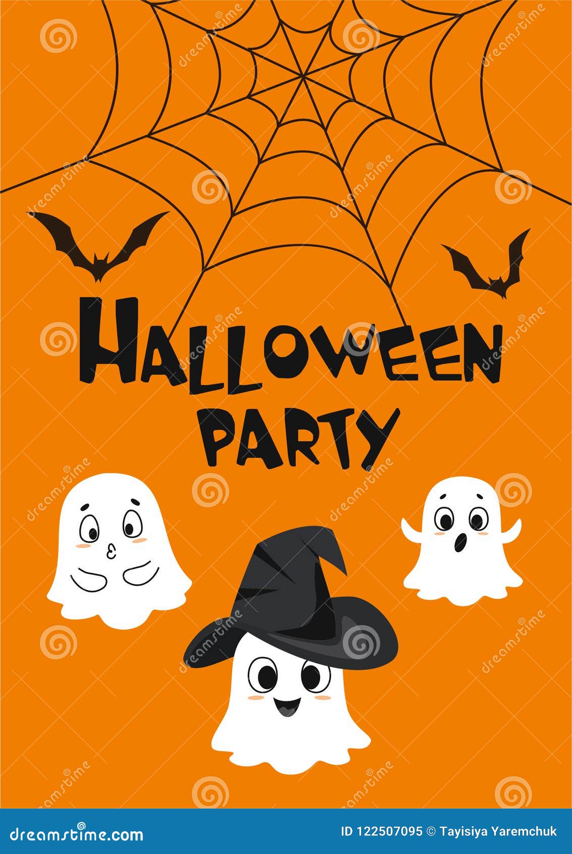 Halloween Poster with Ghosts. Vector Illustration. Stock Vector ...