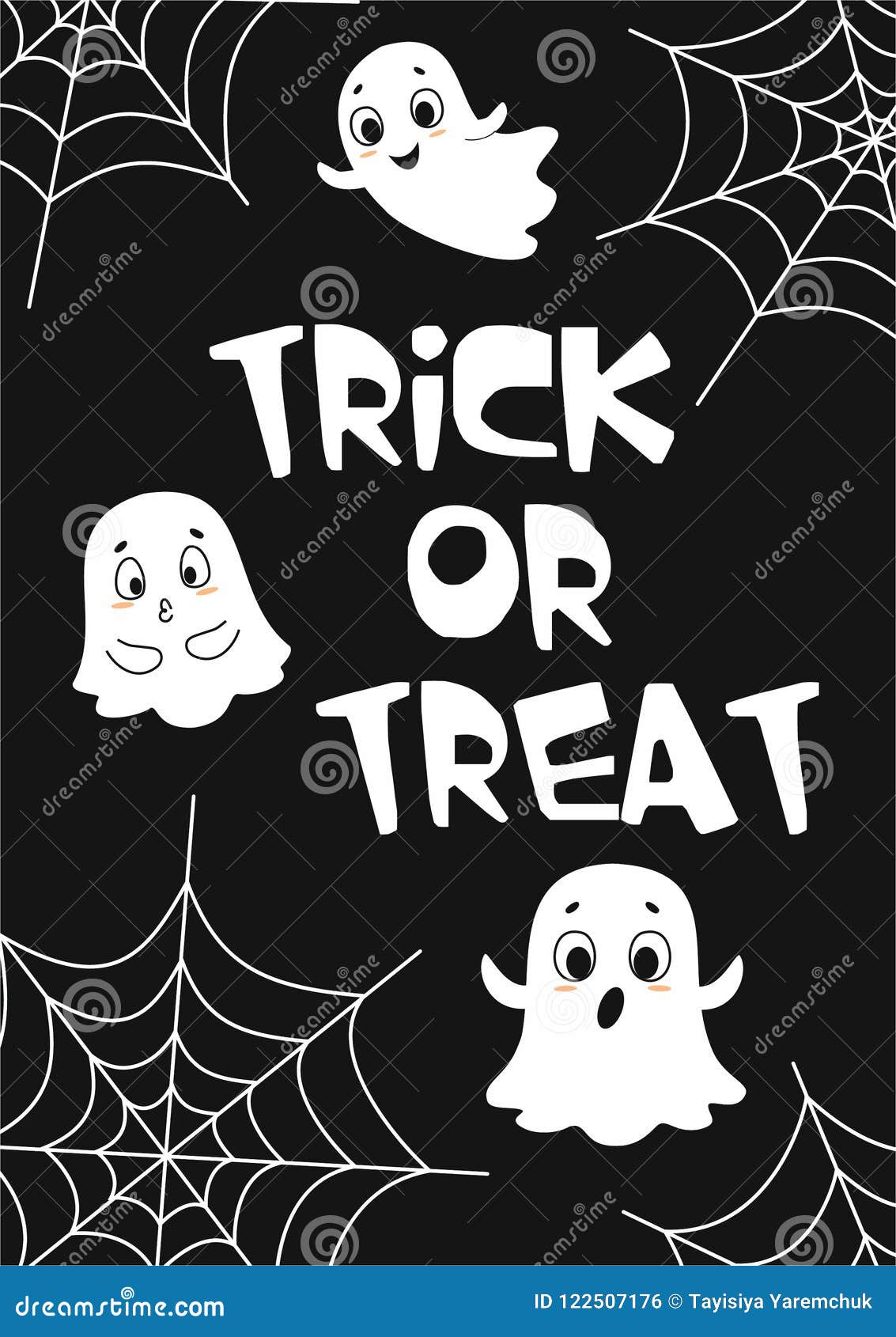 Halloween Poster with Ghosts. Vector Illustration. Stock Illustration ...
