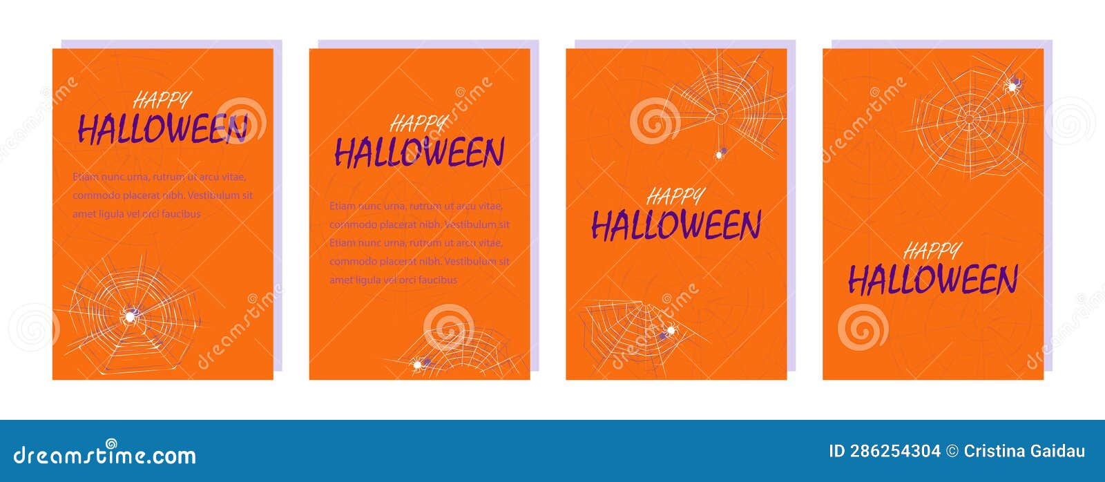 Halloween Poster Templates with Spider Web Vector Illustration Stock ...