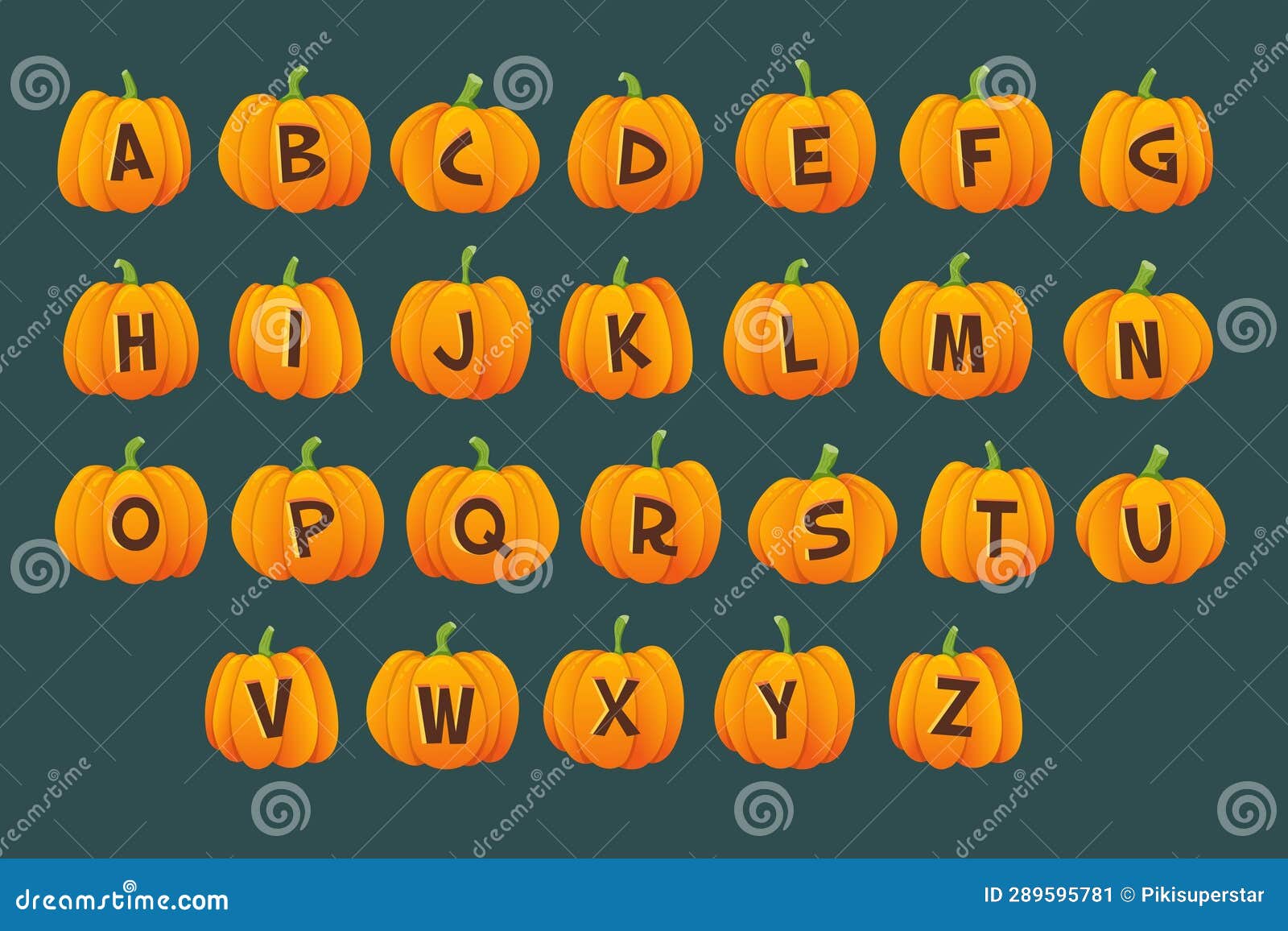 Pumpkin Alphabet With San Serif Font. Autumn Inspiration. Vector ...