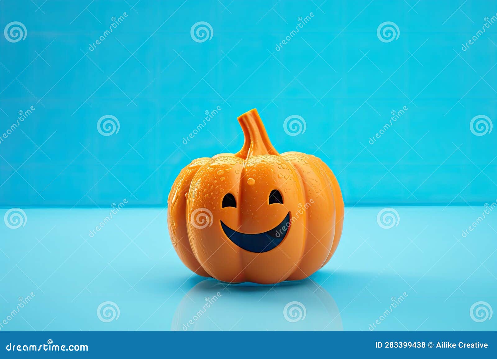 Halloween Pumpkin on a Blue Background. 3d Render Illustration Stock ...