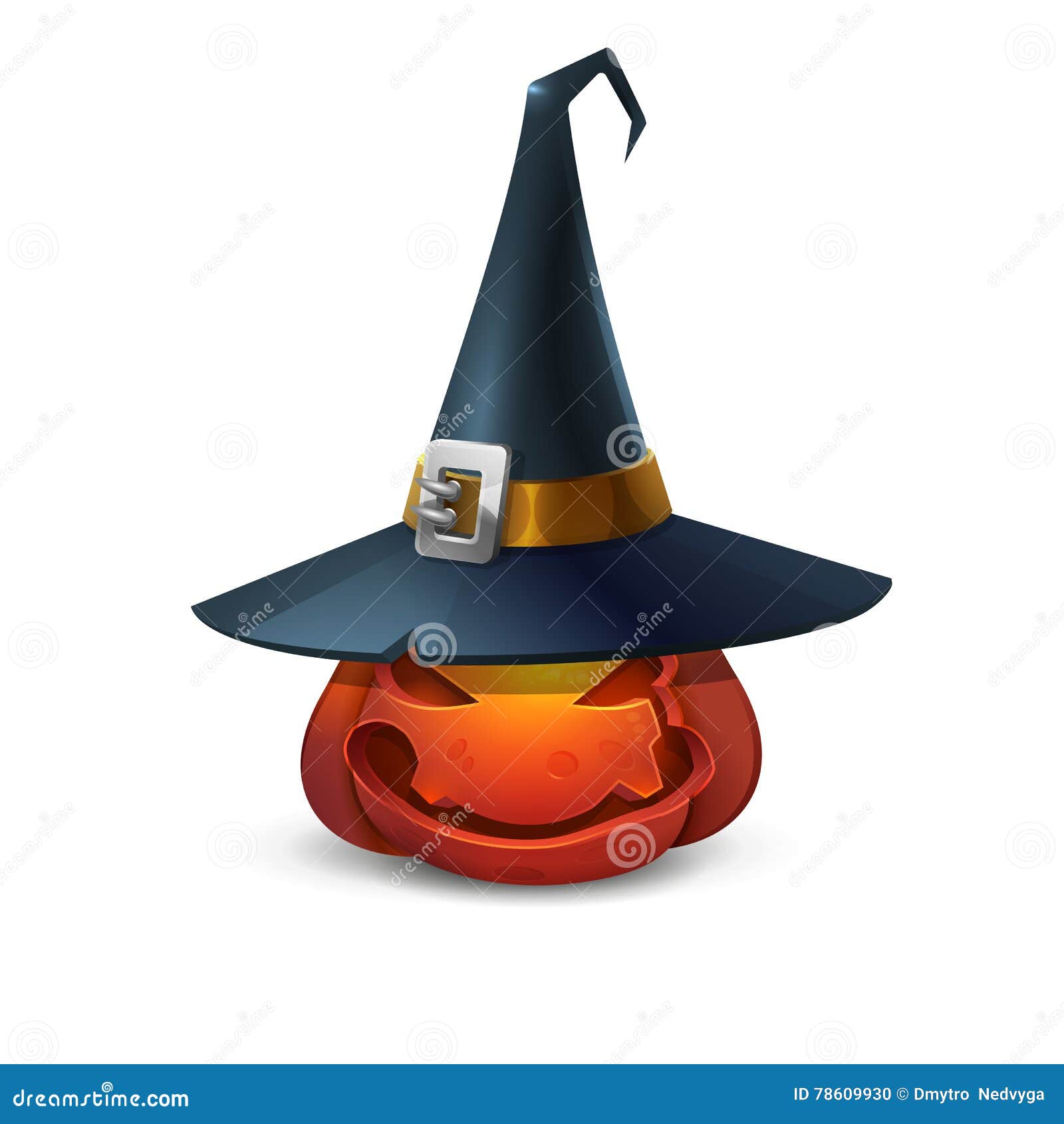 Halloween Pumpkin with Cartoon Hat on White Background. Stock Vector ...