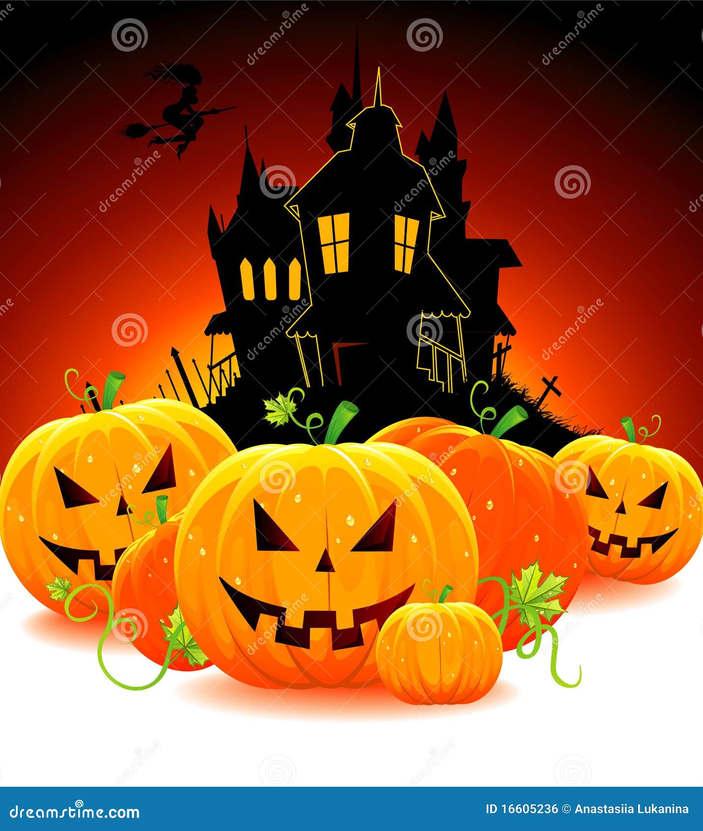 Halloween Pumpkin with Castle Stock Vector - Illustration of design ...