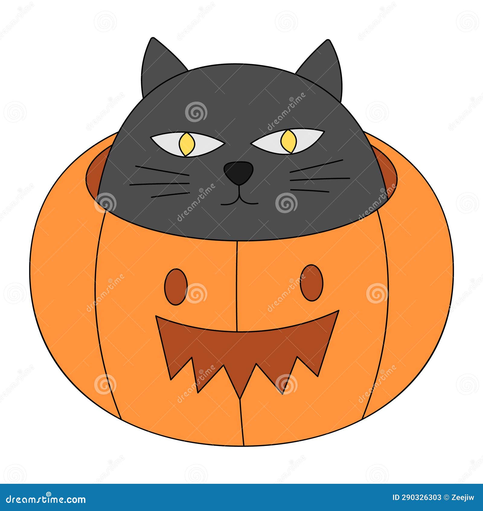 Halloween Pumpkin with Cat. Stock Vector - Illustration of autumn ...