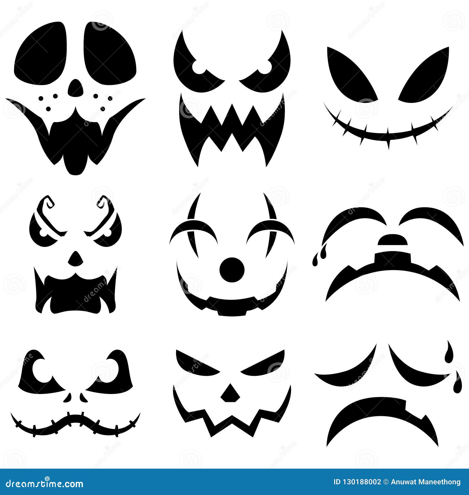 Pumpkin Faces. Halloween Evil Devil Face. Scary Smile Mouth, Spooky ...