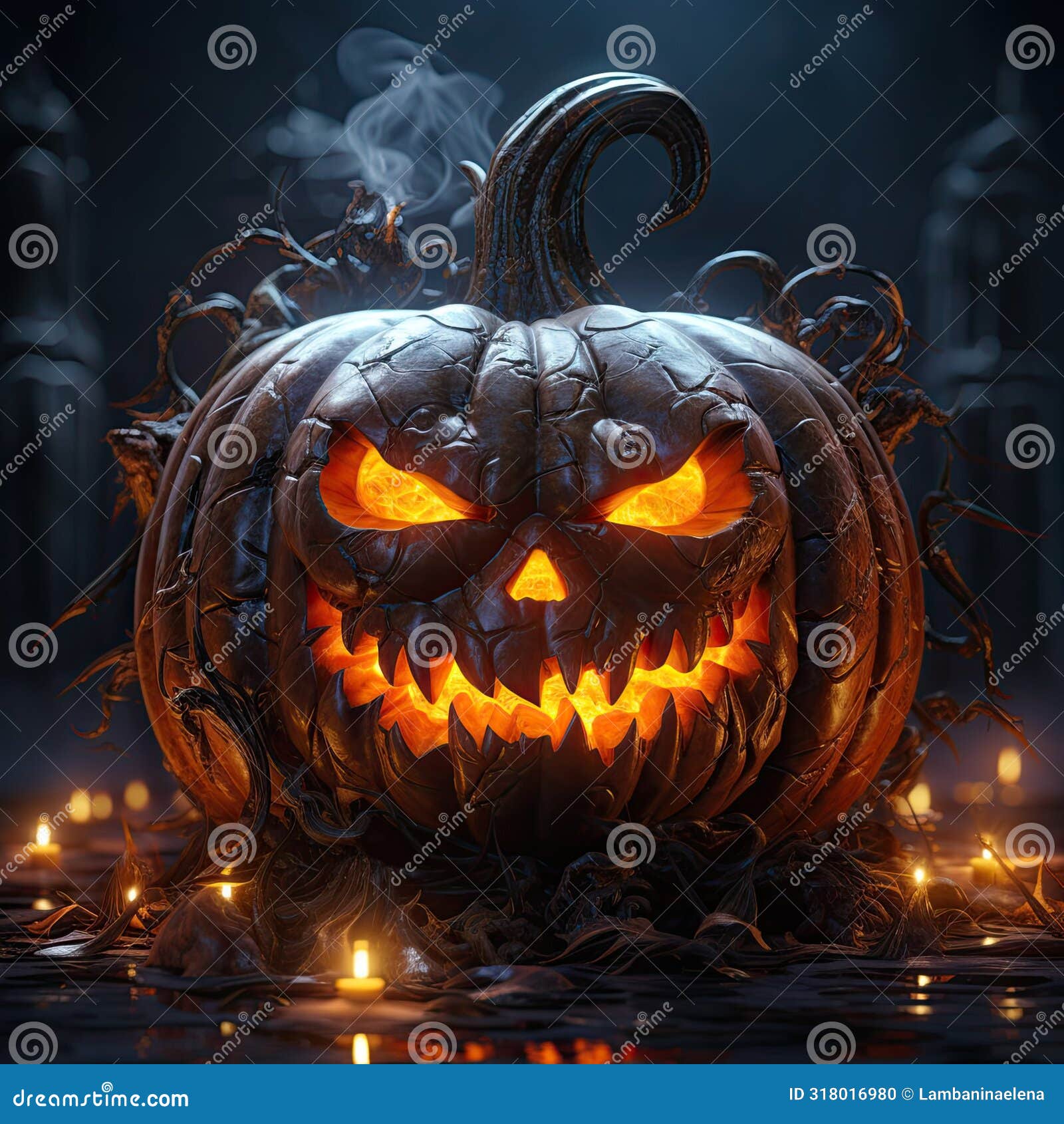 Halloween Pumpkin with Fire Inside. a Very Scary Pumpkin Stock ...