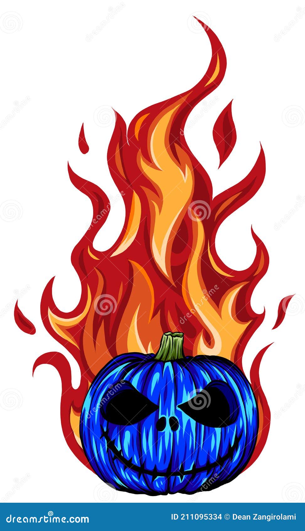 Halloween Pumpkin in Fire Vector Illustration Design Stock Vector ...