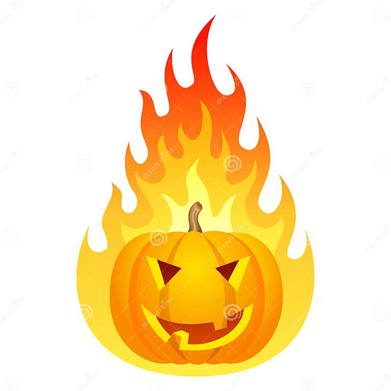 Halloween pumpkin on fire stock vector. Illustration of ripe - 42277875