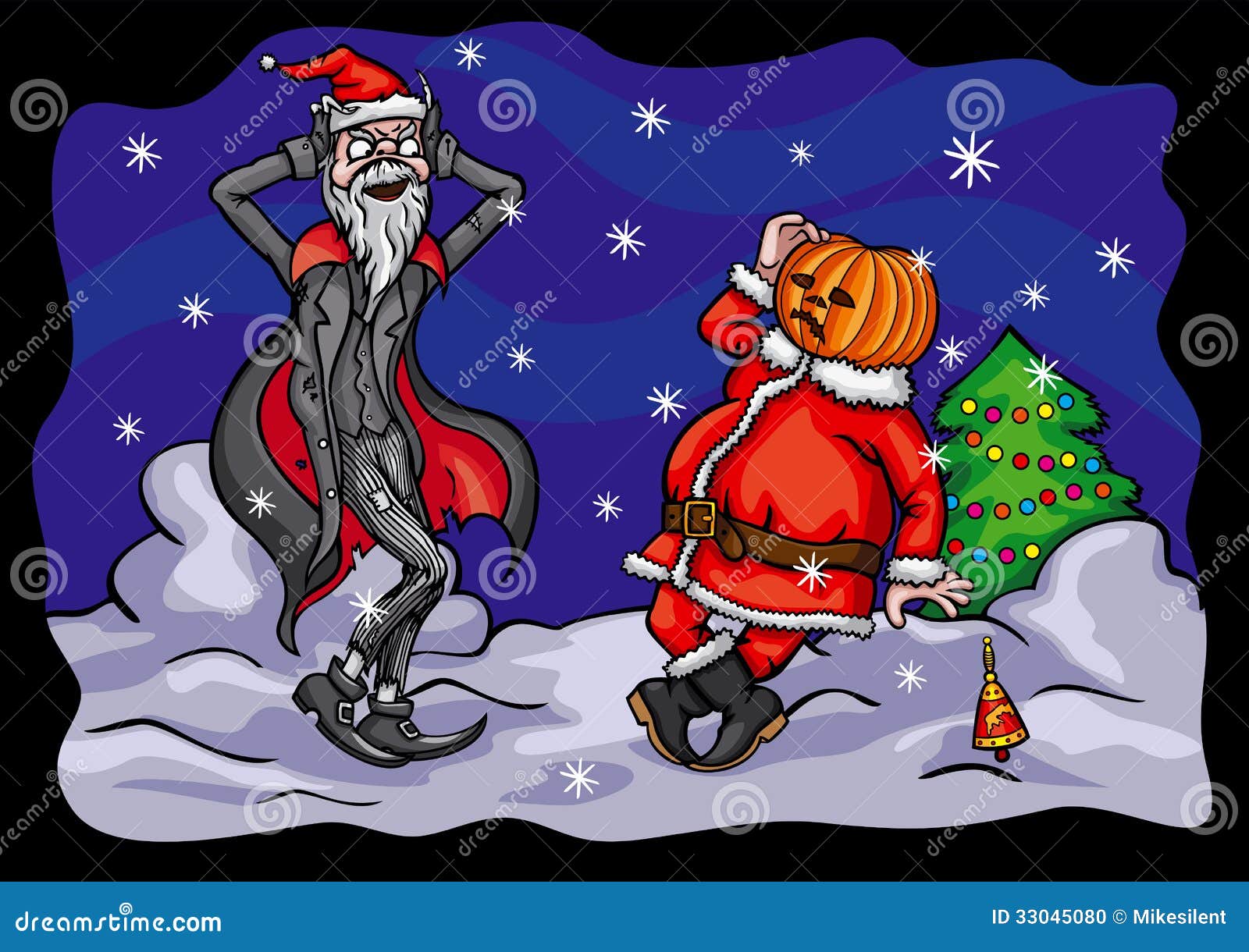 Halloween Pumpkin Jack And Santa Claus Stock Photo - Image: 33045080