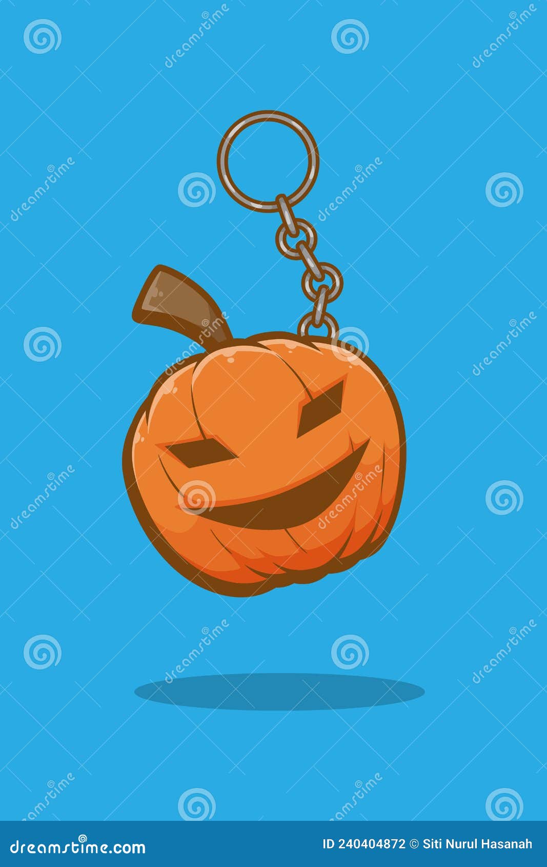 Halloween Pumpkin Key Chain Cartoon Illustration Stock Vector ...