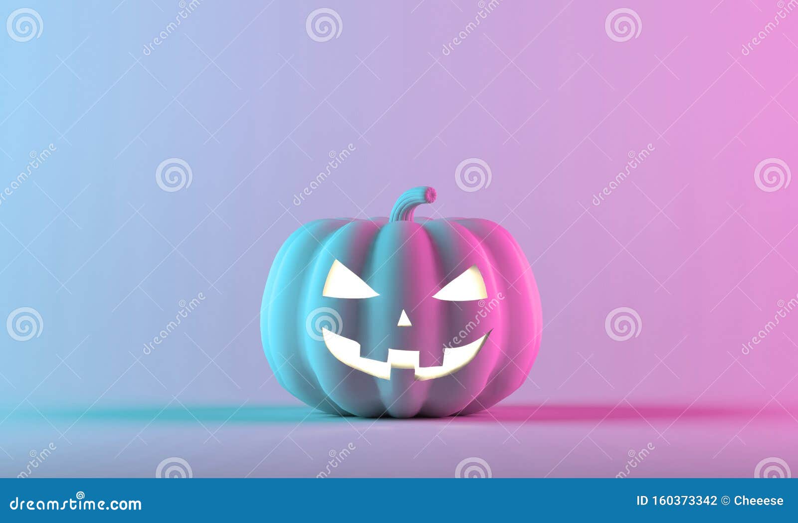 Halloween Pumpkin on Neon Gradient Background. 3D Rendering ...