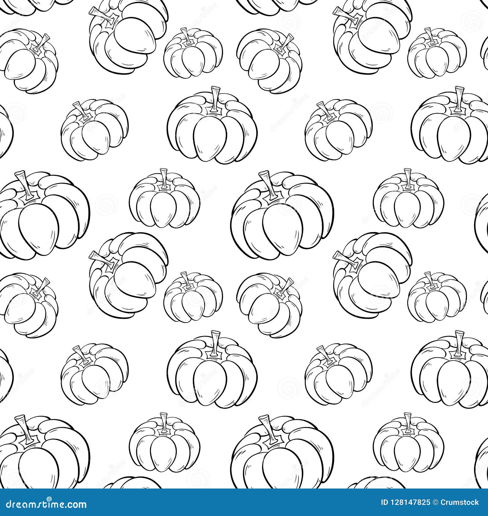 Halloween Pumpkin Pattern. Black and White Seamless Background Stock ...