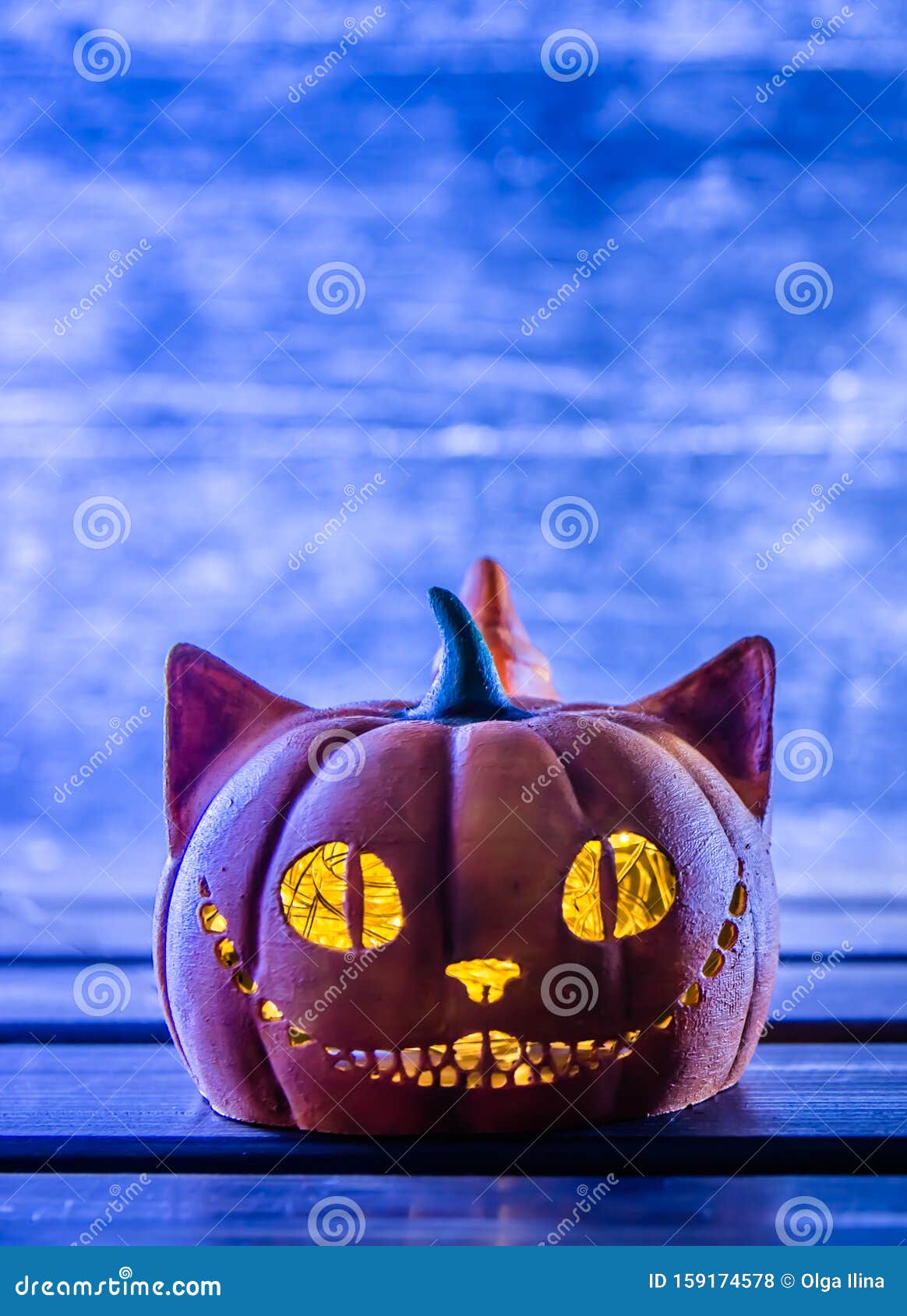 Halloween. Pumpkin in the Rain Stock Photo - Image of cheshire, pumpkin ...
