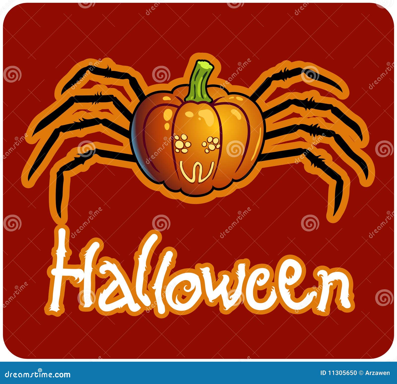 A Halloween Pumpkin with Spider S Legs Stock Vector - Illustration of ...